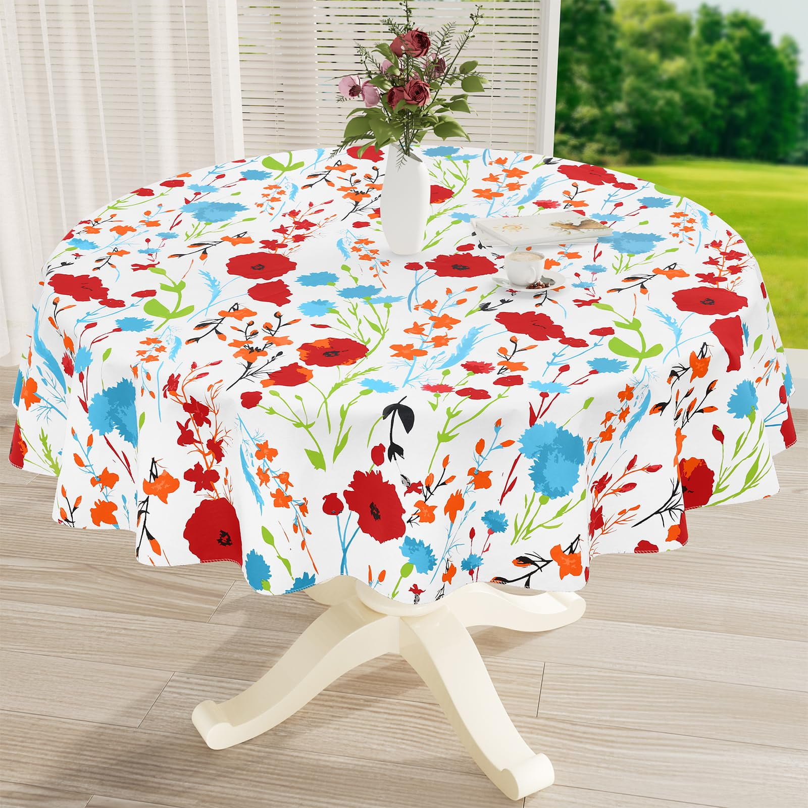 decorUhome Vinyl Tablecloth, Round Waterproof Plastic Cover, 60 ...