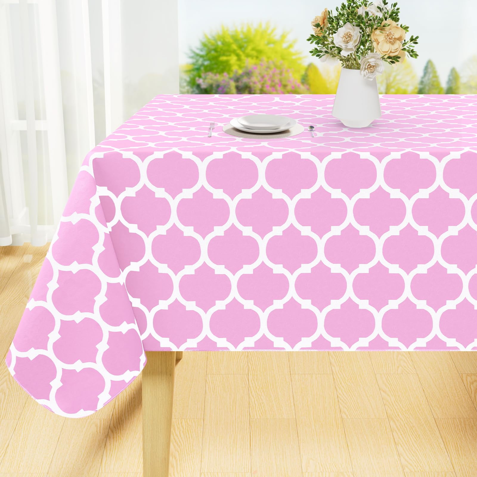 decorUhome Waterproof Vinyl Tablecloth with Flannel Backing for ...