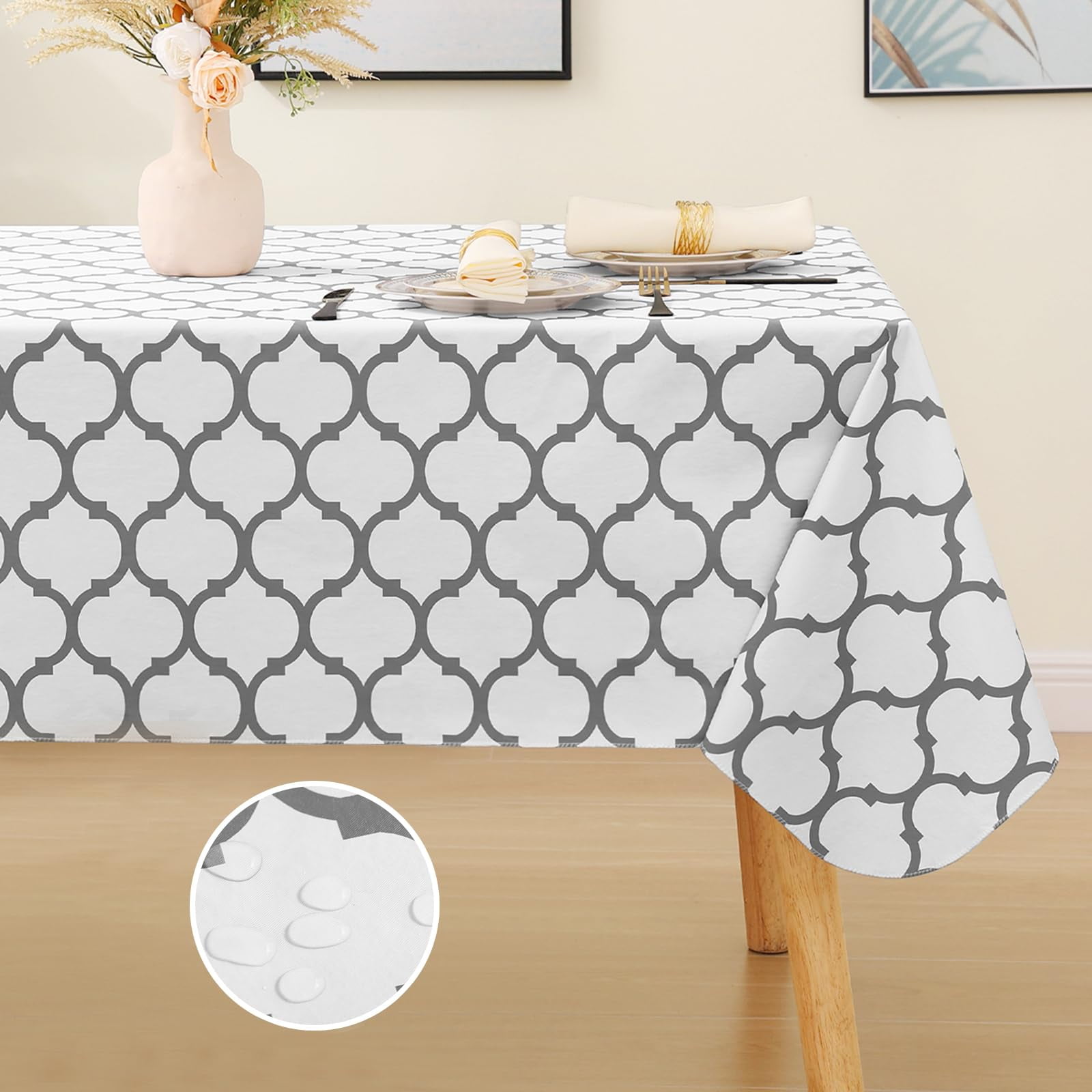 decorUhome Waterproof Vinyl Tablecloth with Flannel Backing for ...