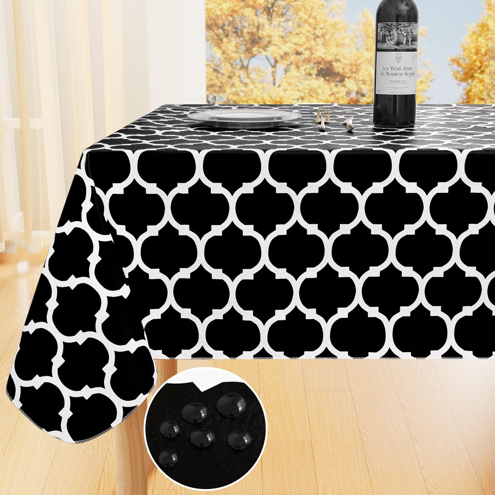 decorUhome Waterproof Vinyl Tablecloth with Flannel Backing for ...