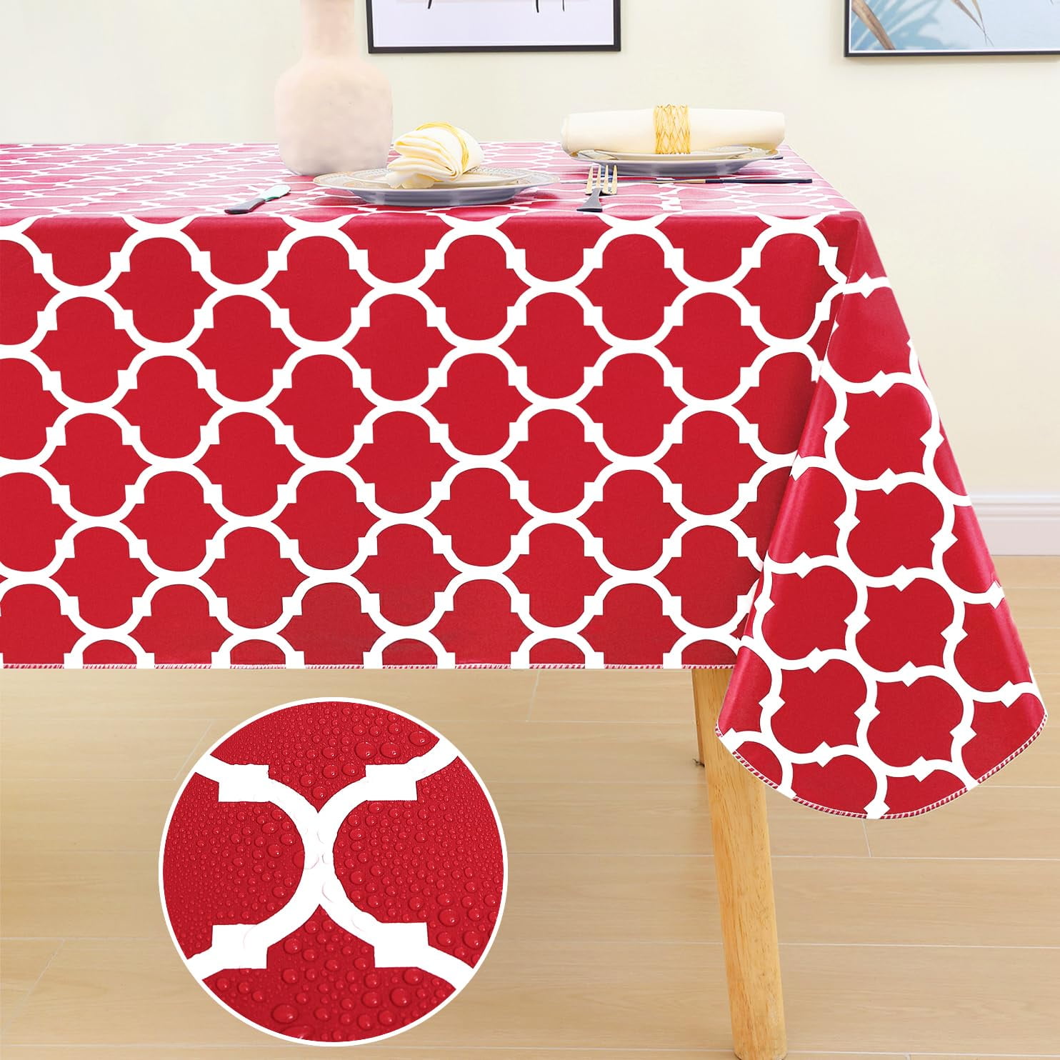 decorUhome Waterproof Vinyl Tablecloth with Flannel Backing for ...