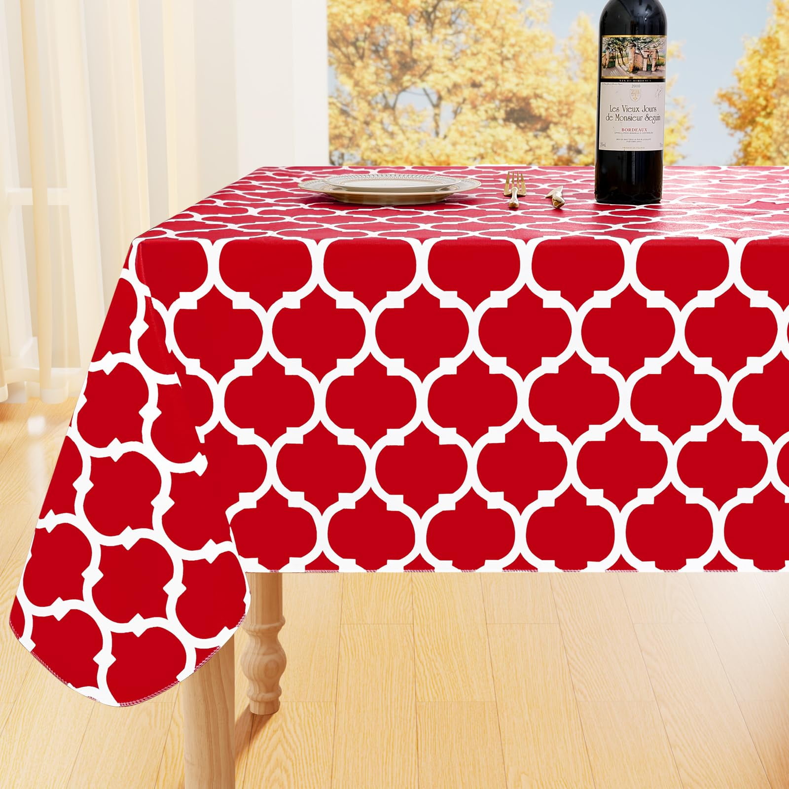 decorUhome Waterproof Vinyl Tablecloth with Flannel Backing for ...