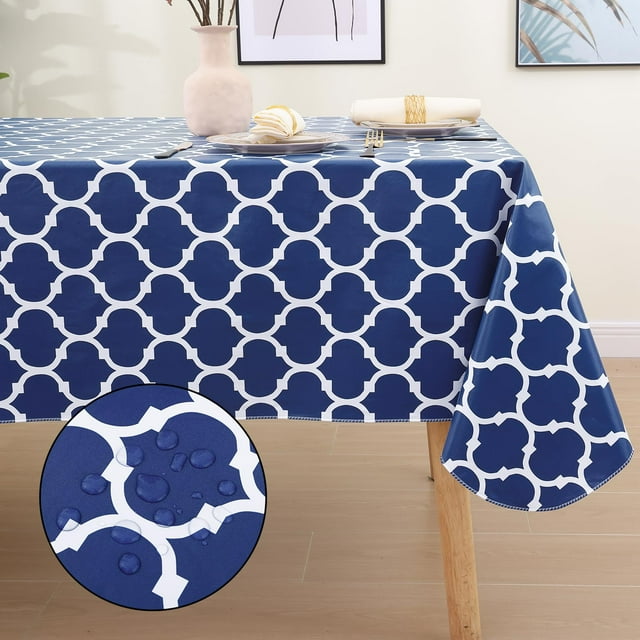 decorUhome Waterproof Vinyl Tablecloth with Flannel Backing for ...