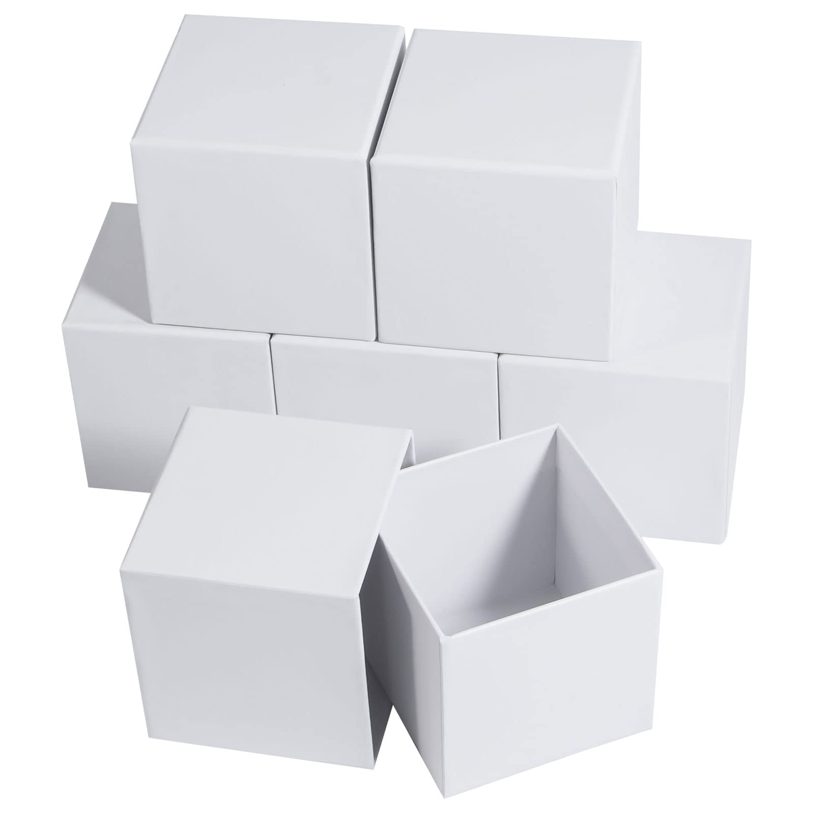 dedoot White Box, MSF2 Pack of 6 Square Box with Lids, 4x4x4 Inches ...