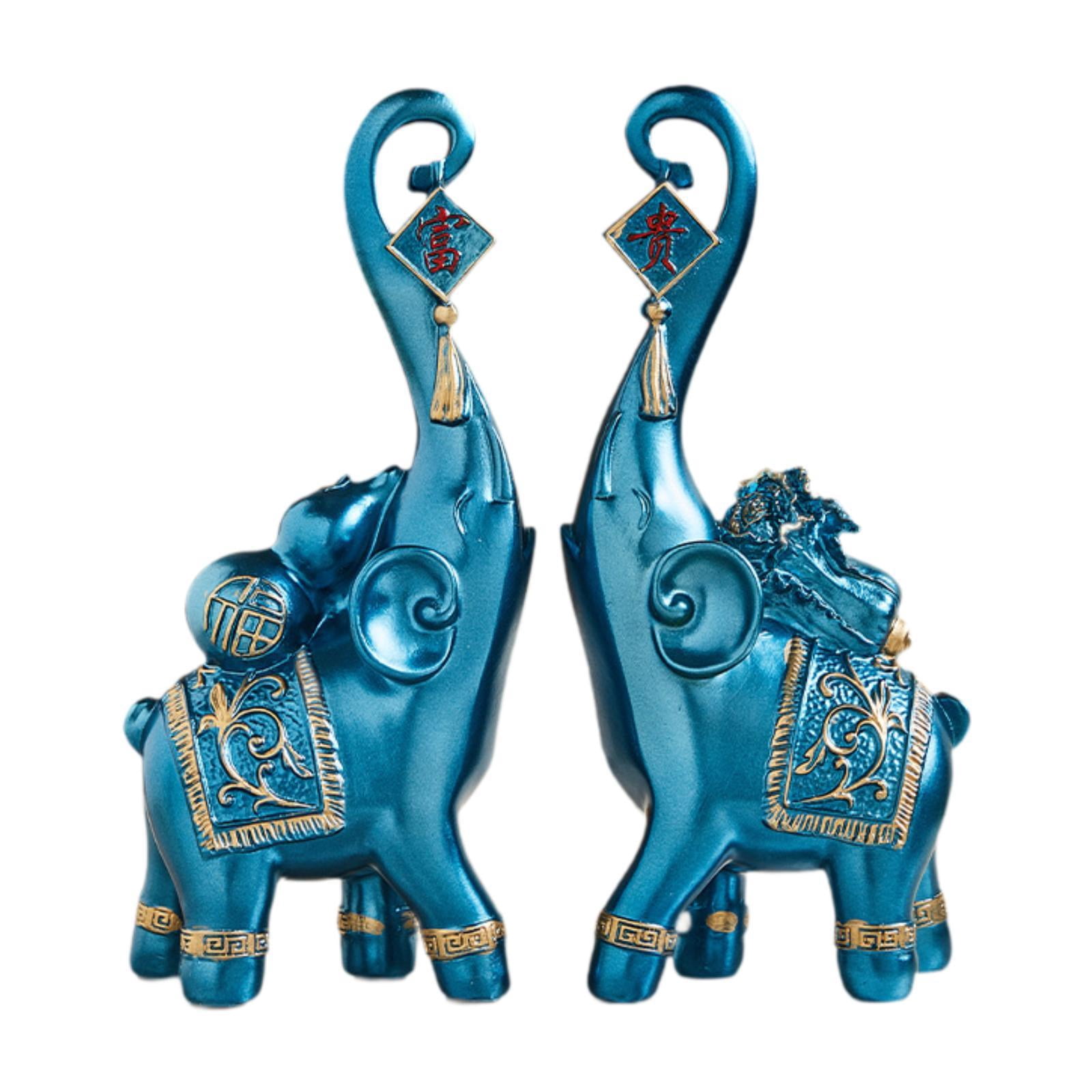 deevoka 1 Pair Elephant Statues Table Ornament 10x7x24cm Resin for ...