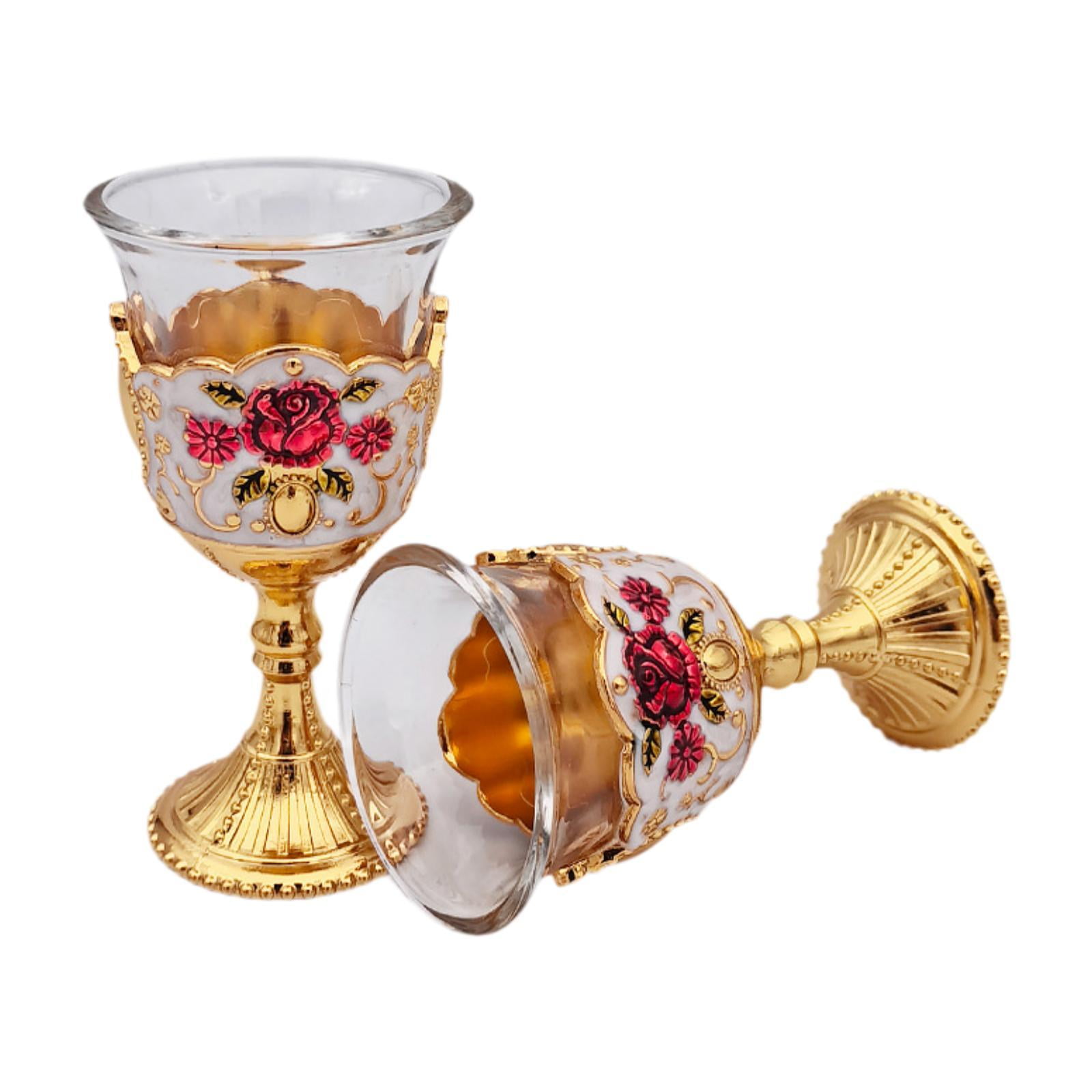 deevoka 2 Pieces Embossed Cup Portable Mini Goblet for Travel Home ...