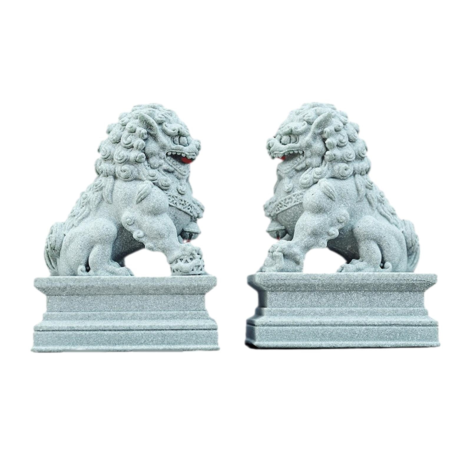 deevoka 2 Pieces Mini Stone Lion Statues Aquarium Decoration for Shelf ...