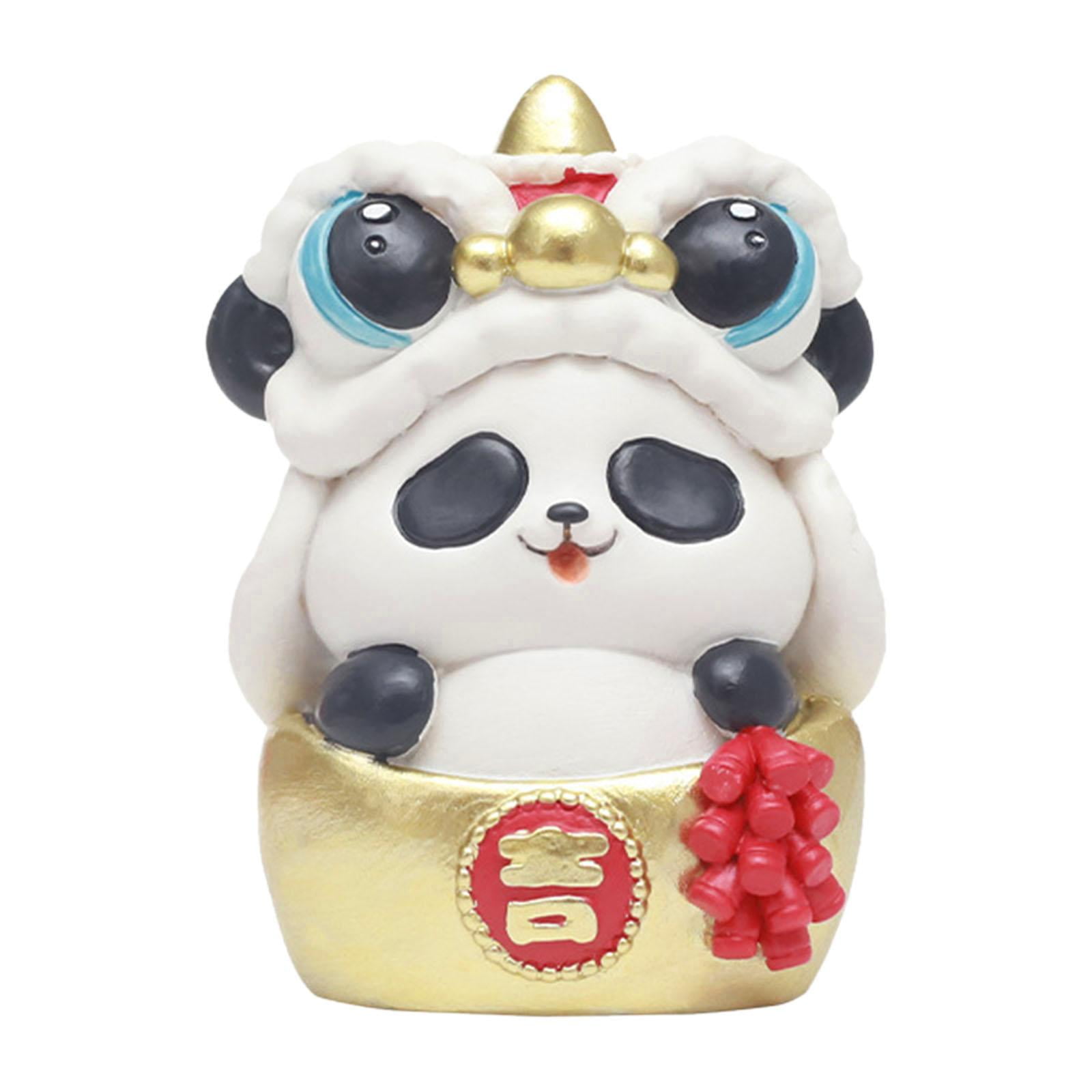 deevoka 2024 New Year Panda Figurine Car Dashboard Decoration Adorable ...