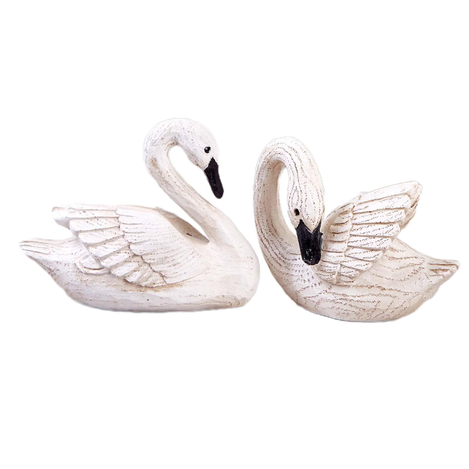 deevoka 2Pcs Resin Sculptures Couple Swan Figurines Desk Swan Statues A ...