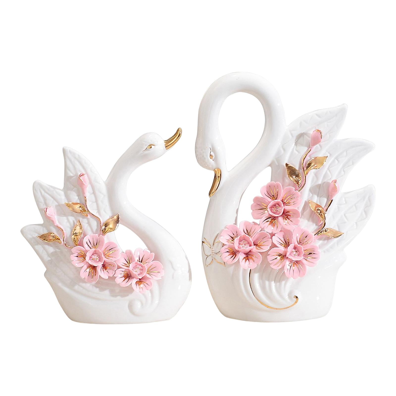 deevoka 2Pcs White Swan Figurines Modern Ceramic Sculpture Swan ...