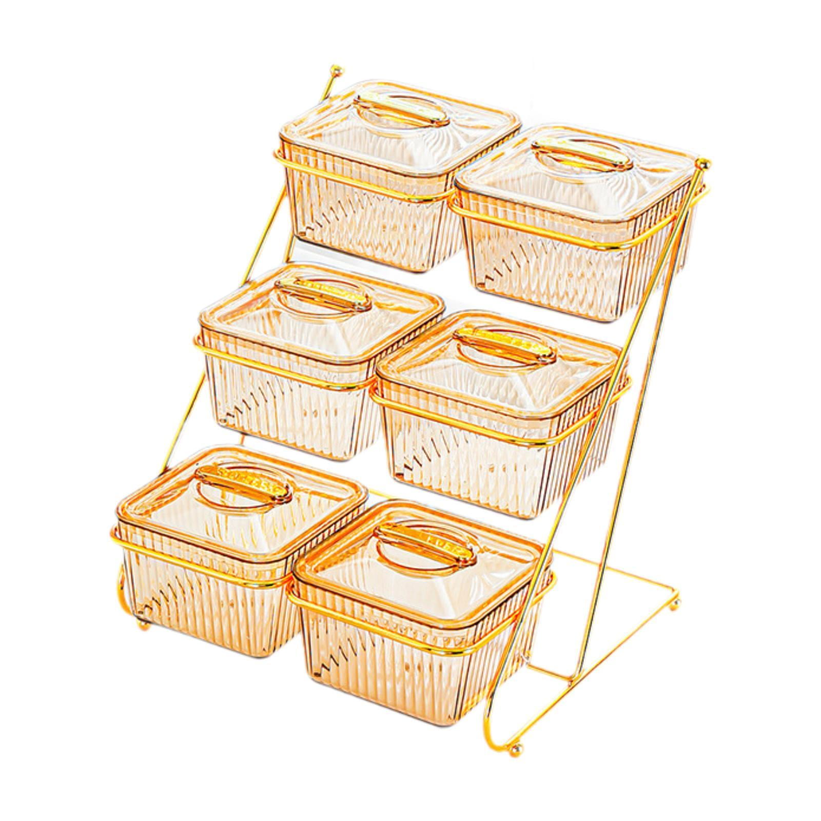 deevoka 3 Tier Serving Bowls Platter with Lid and Iron Stand for Home ...