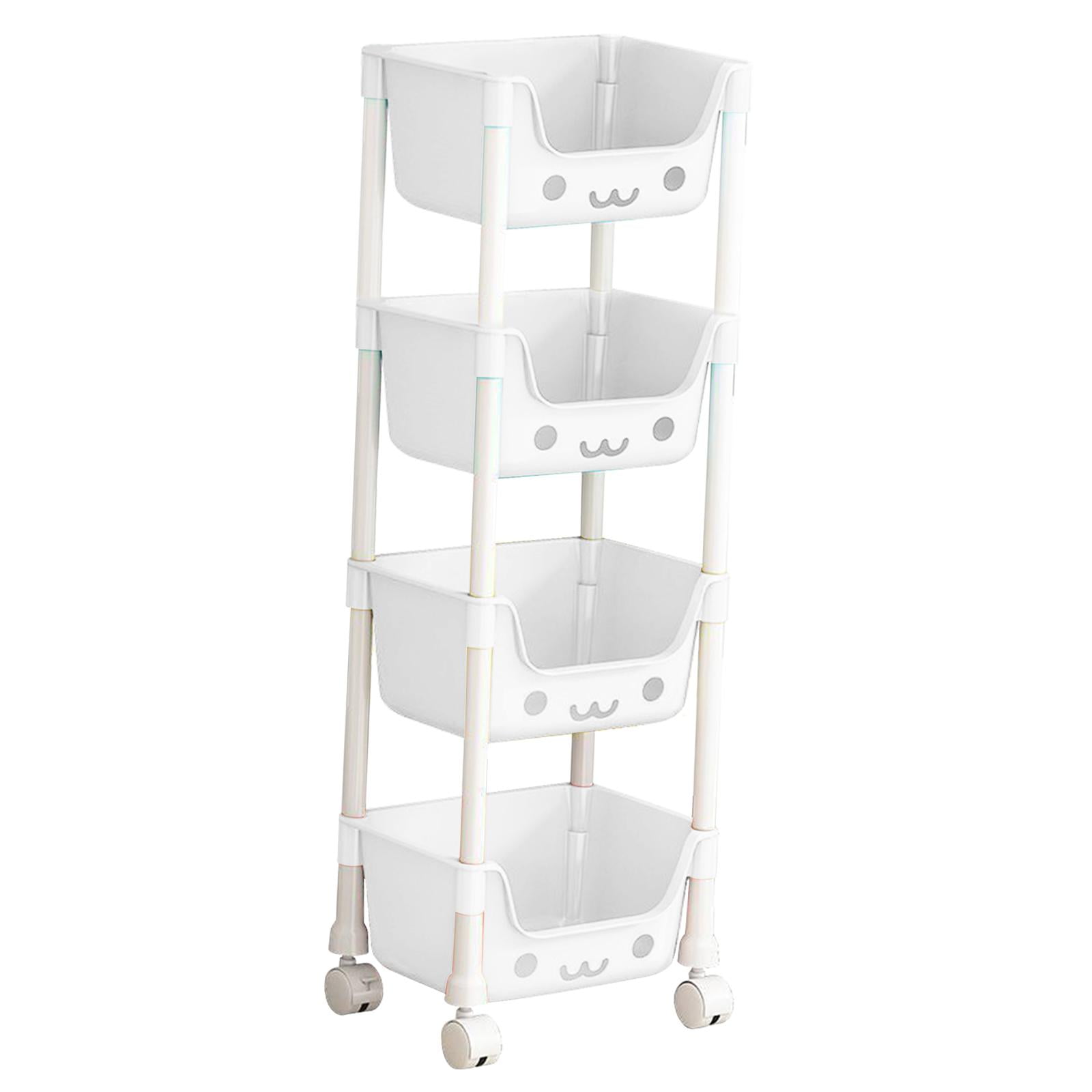 deevoka 4 Tier Storage Cart with Wheel Household Cart for Office ...