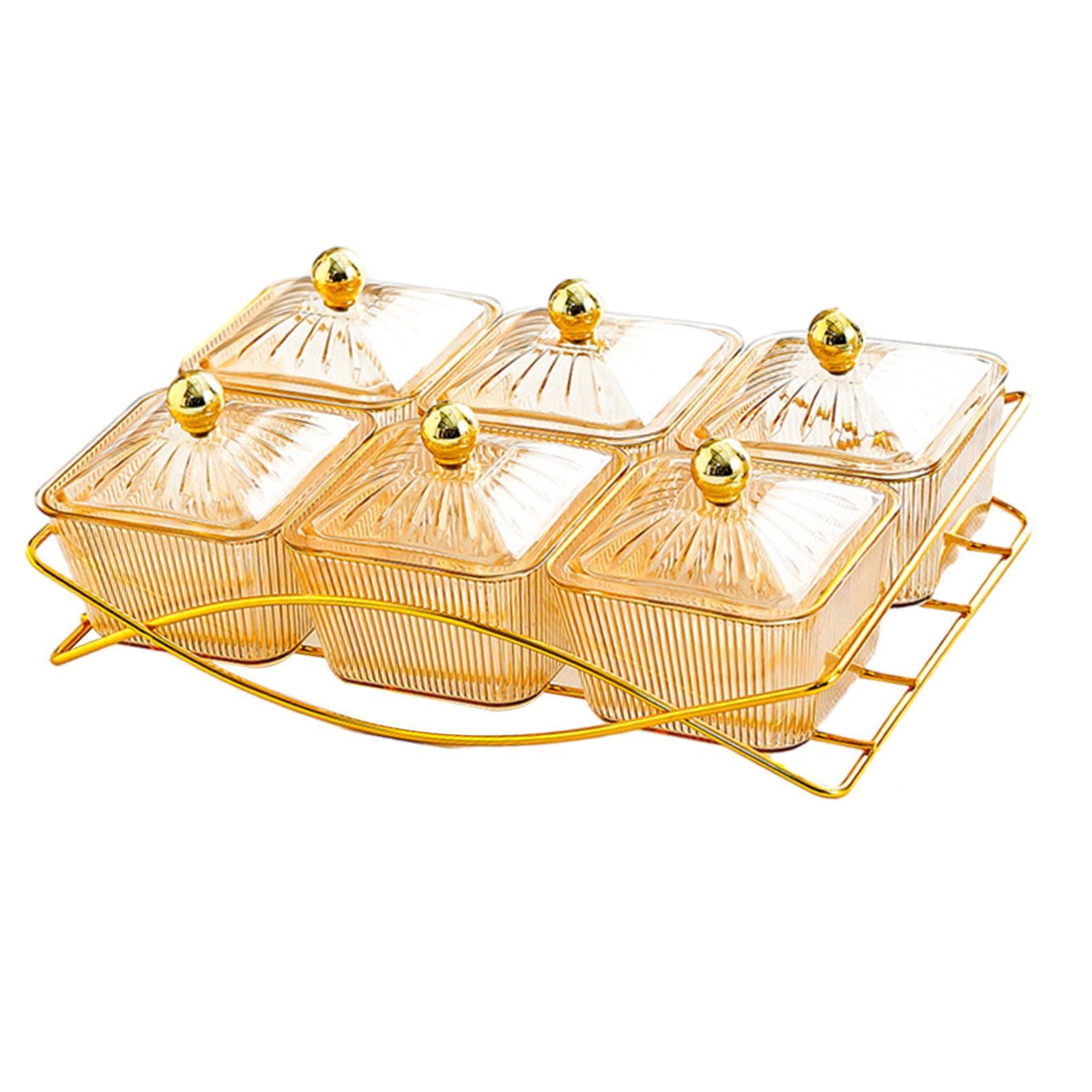 deevoka 6 Snack Serving Bowls with Lid Cookies Jar Condiment Tray ...