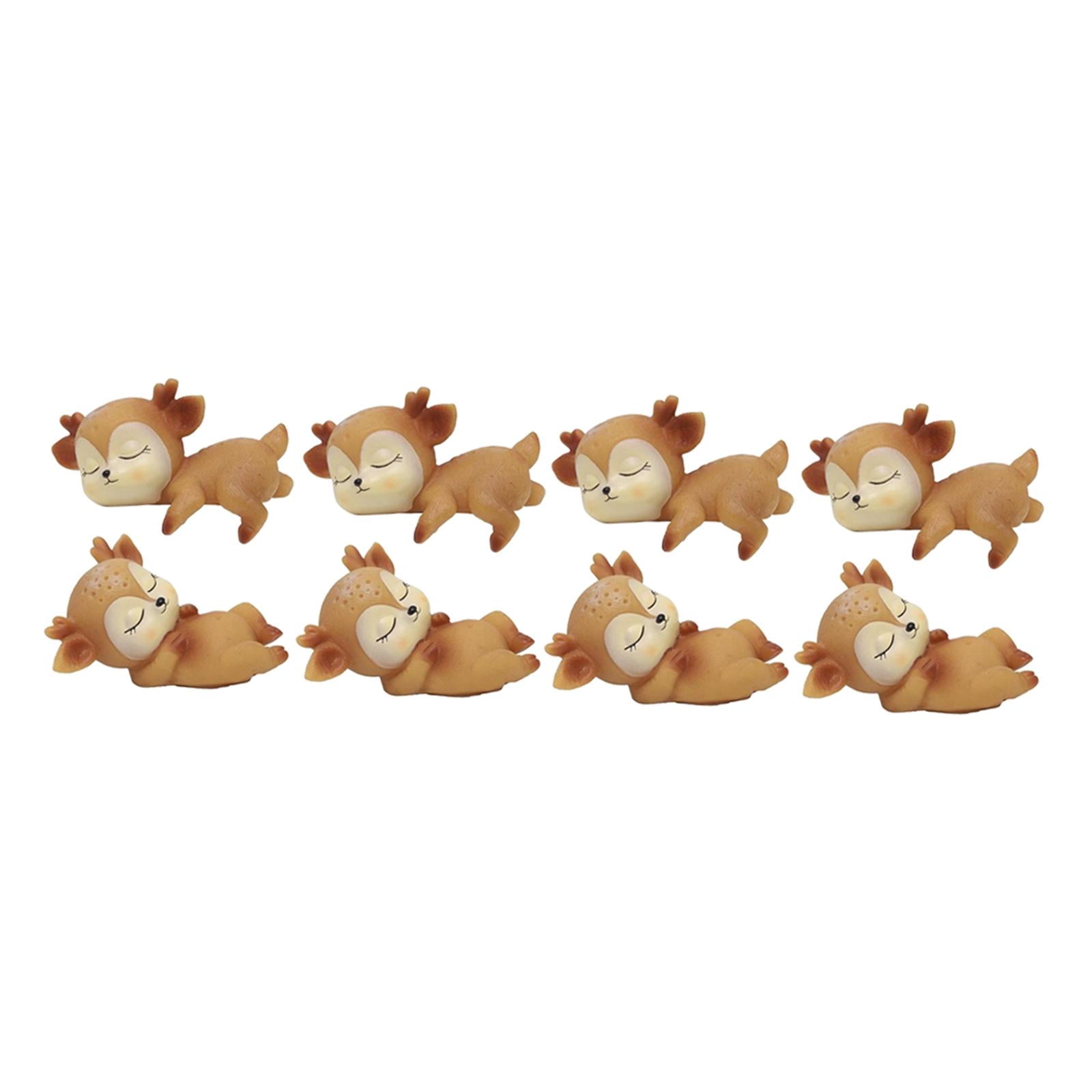 deevoka 8pcs Adorable Baby Deer Sleeping Figurine Toy Bedroom Living ...