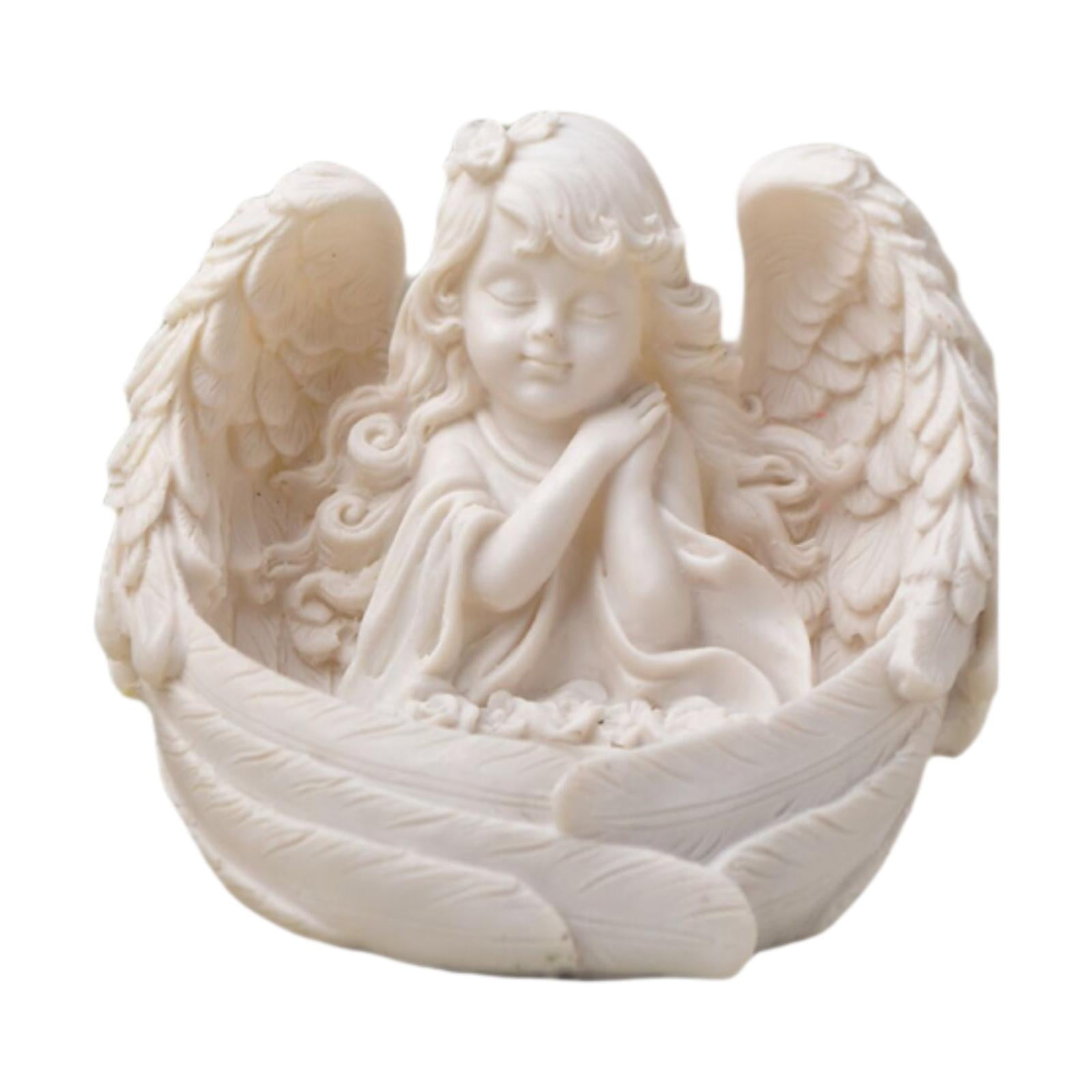 deevoka Angel Statue Adorable Hand Carved Angel Figurine for Shelf ...