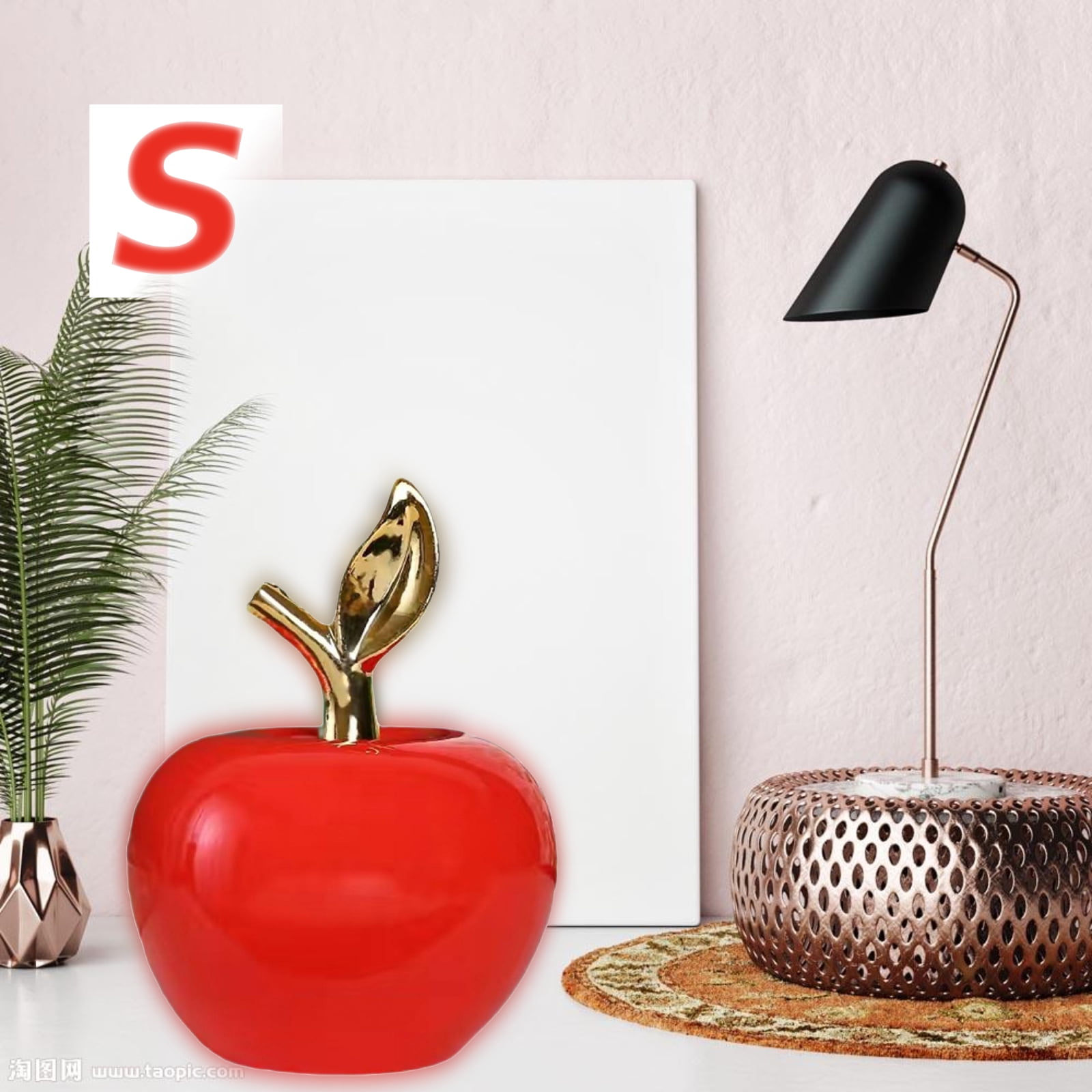 deevoka Apples Statue Artwork Modern Fruit Sculpture for Farmhouse Tea ...