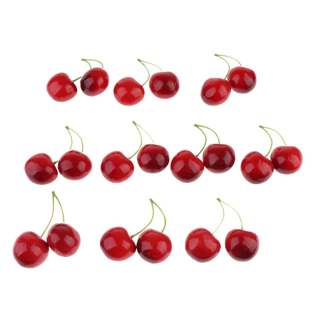 deevoka Artificial Red Cherries Fake Fruit Realistic Lifelike Hand Made ...