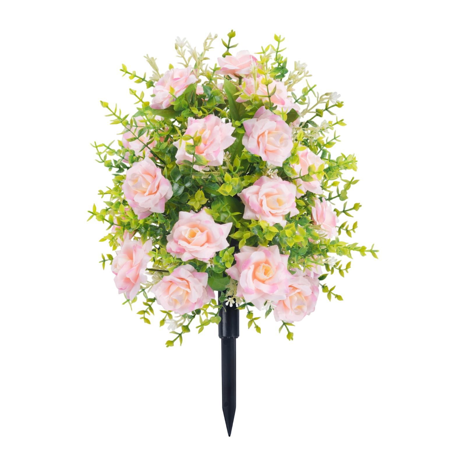deevoka Artificial Rose Flower Memorial Flower with Ground Spikes ...