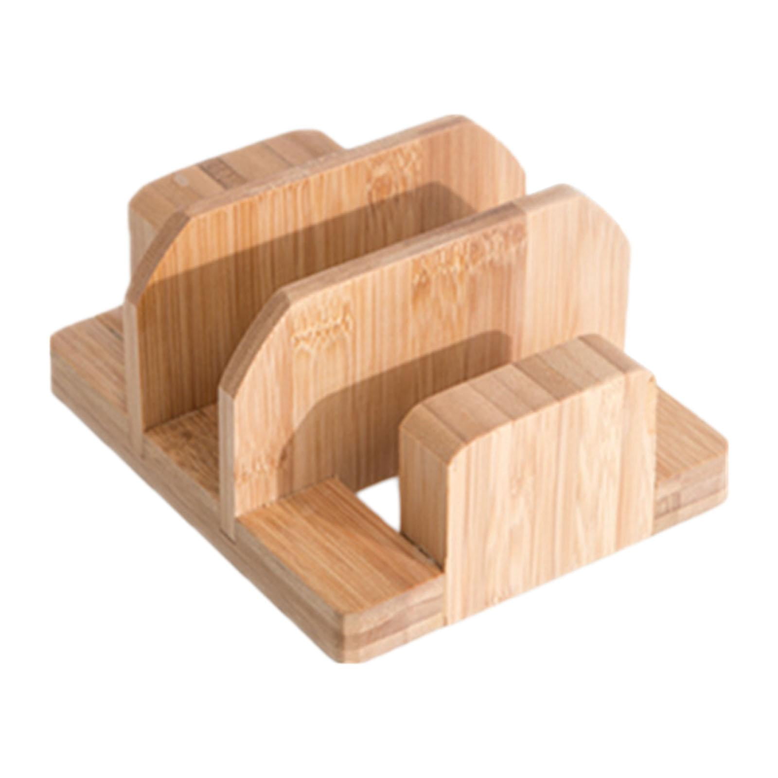 deevoka Bamboo Cutting Board Storage Rack Organizer for Plates Pan Lids ...