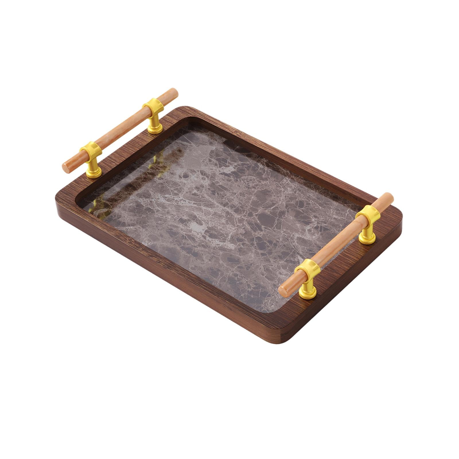 deevoka Bread Serving Tray Bamboo Handle Tray for Serving Food Dinner ...