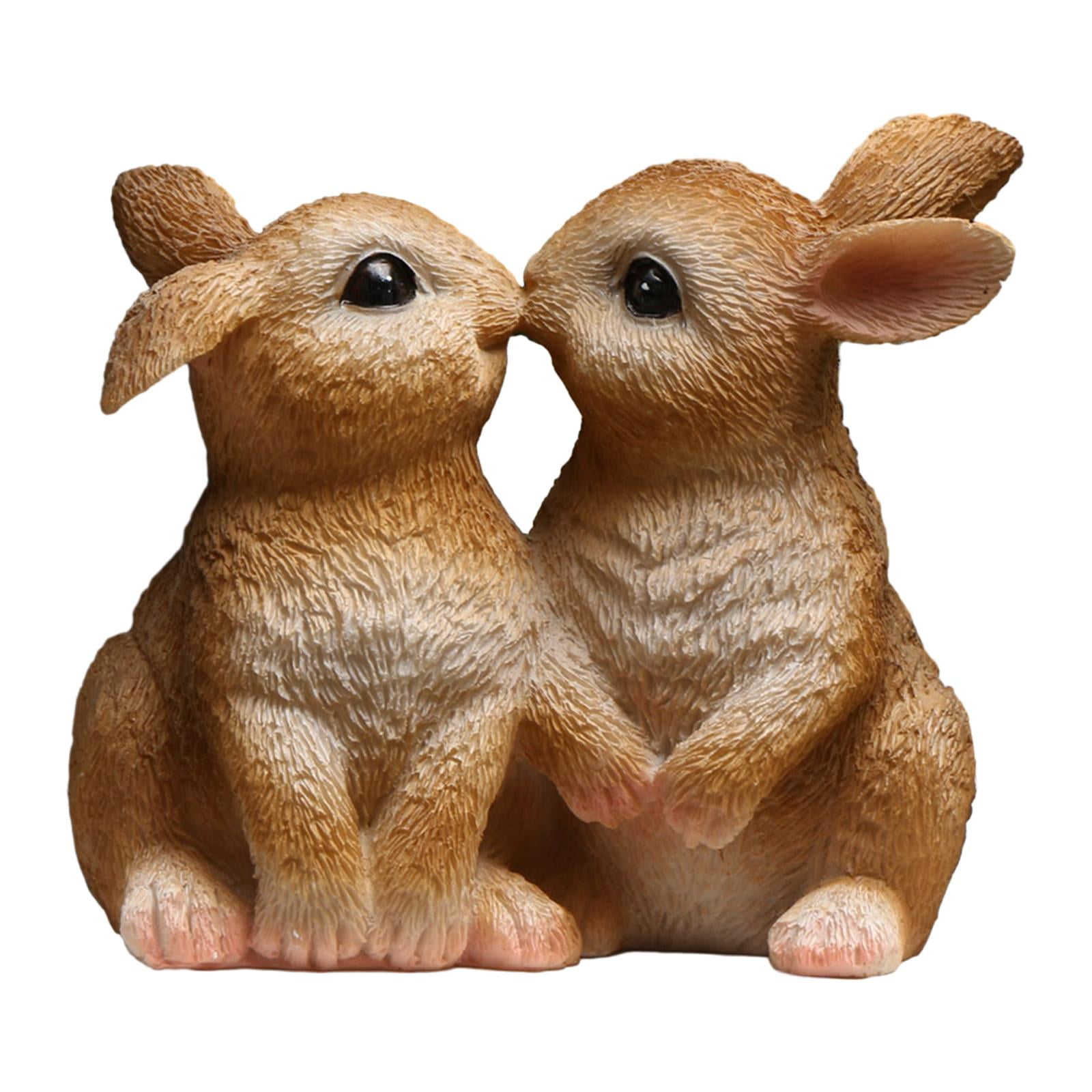 deevoka Bunny Rabbits Figurine Resin Decoration 10.5x9cm for Front Yard ...