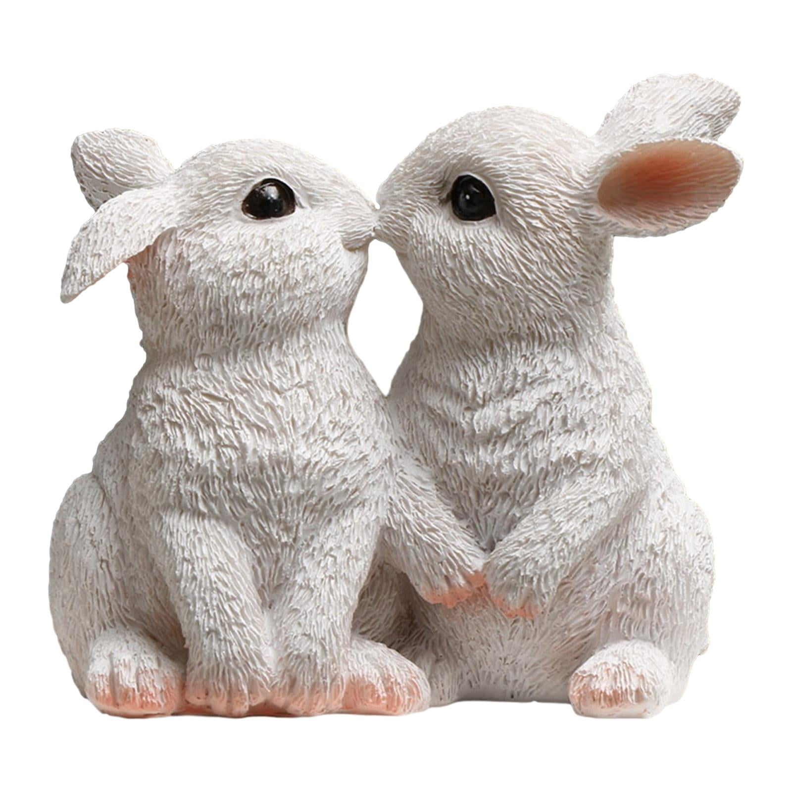 deevoka Bunny Rabbits Figurine Resin Decoration 10.5x9cm for Front Yard ...