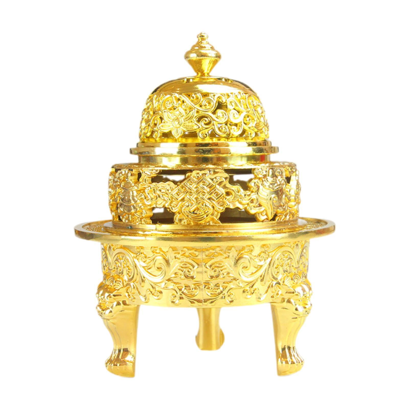 deevoka Burner Alloy Decor Antique Censer for Tabletop Tea Room Gold ...
