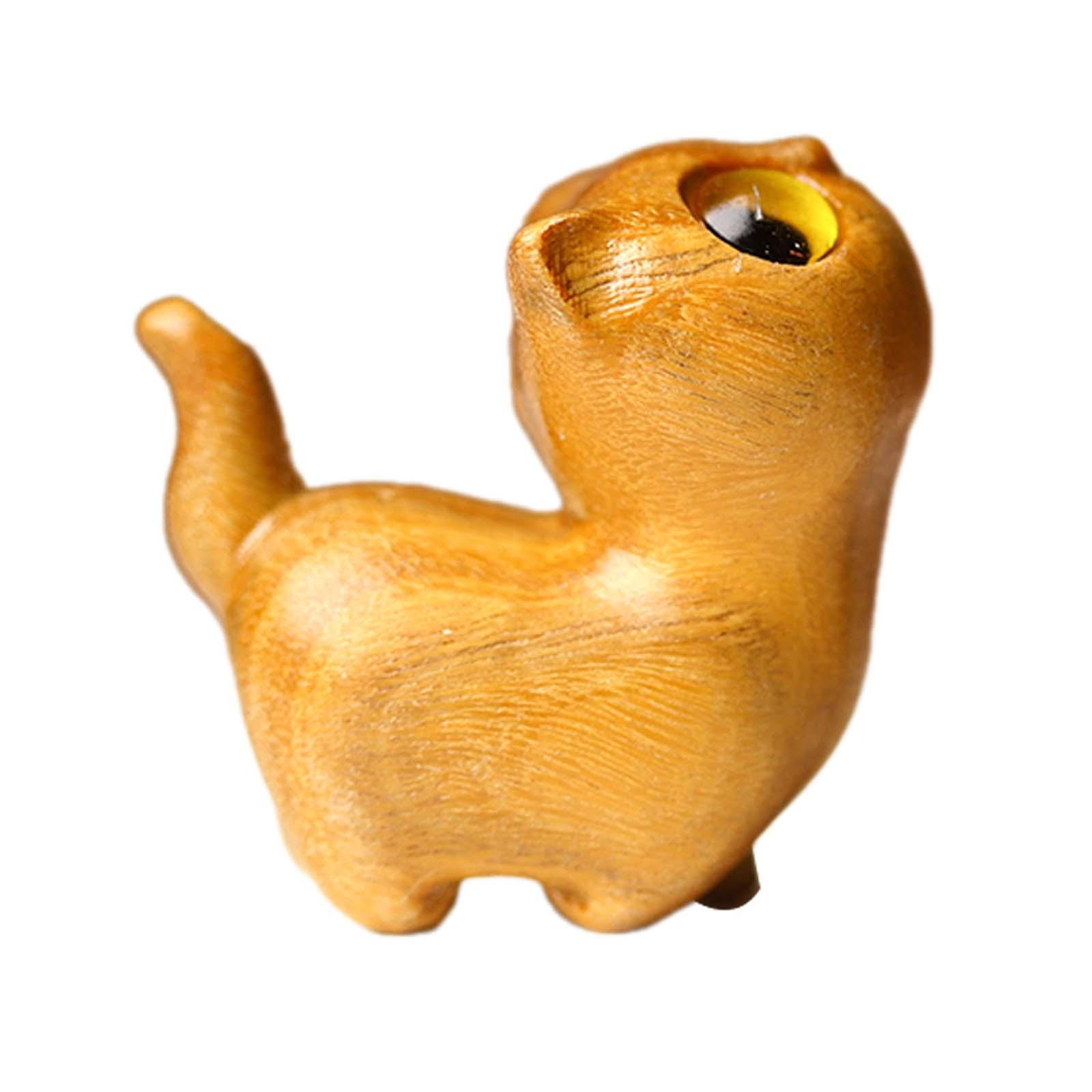 deevoka Cat Statue Wood Figurine Mini Artwork Gift Collection Kitty ...