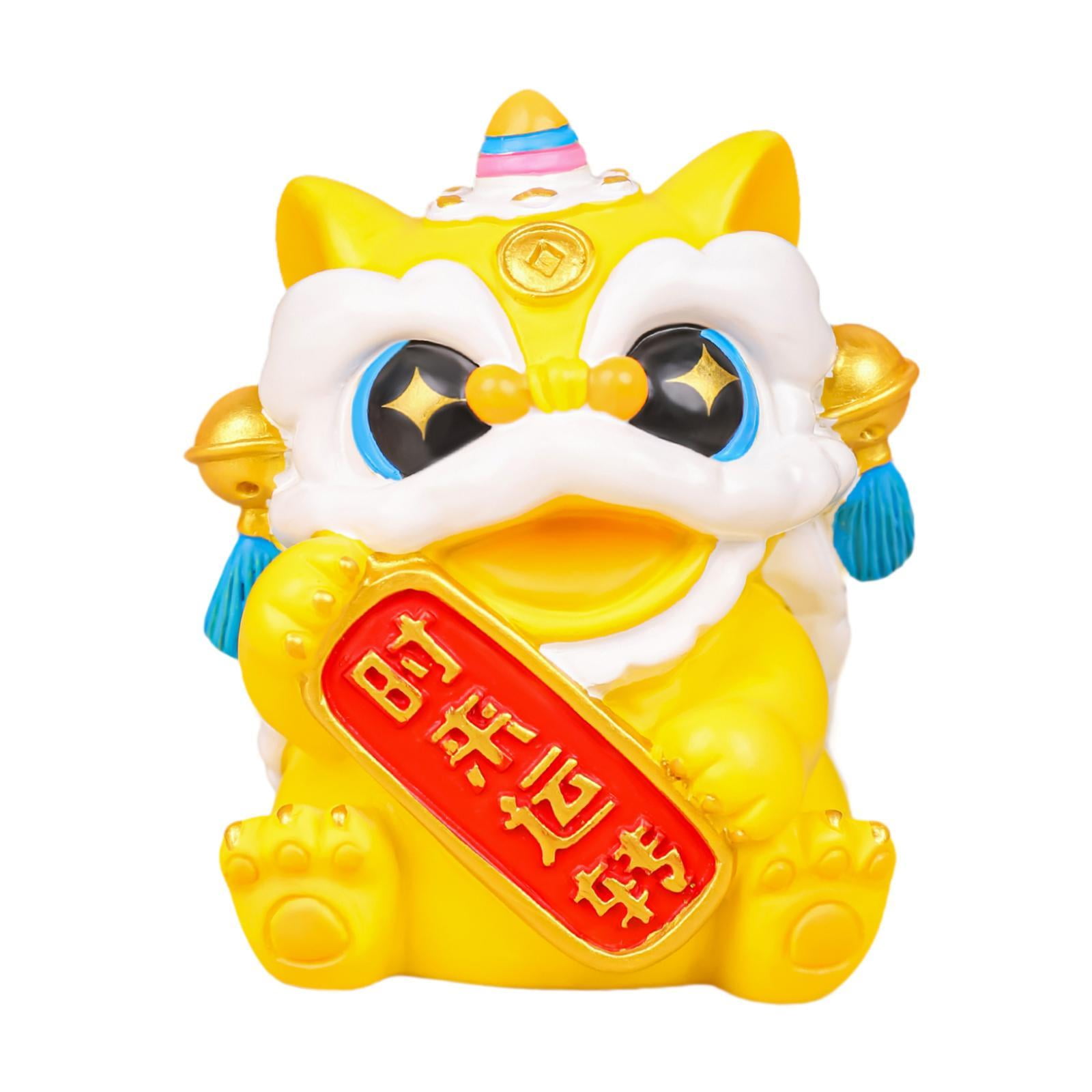 deevoka Chinese Lion Statue Small Fengshui Ornament Bedroom Resin ...