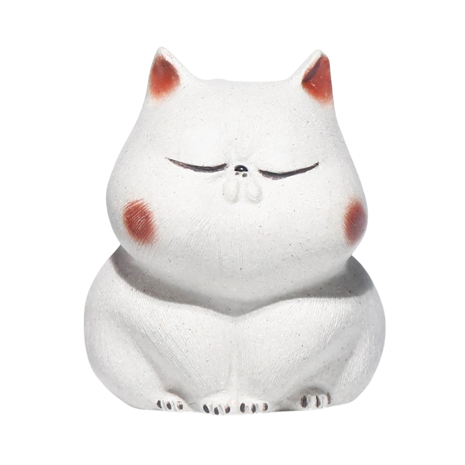 deevoka Clay Cats Tea Pet Cute Sleepy Cats Sculpture for Car Table Decorative white - Walmart.com