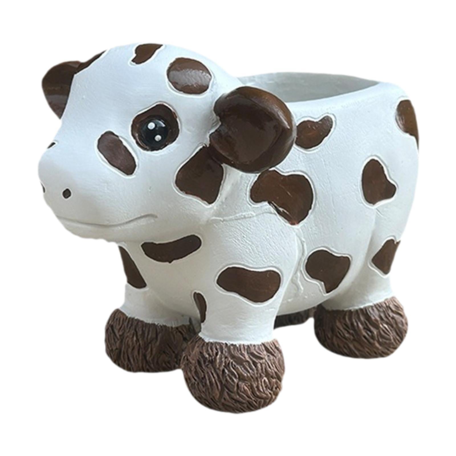 deevoka Cow Planter Flower Vase Desk Statue Bonsai Pot for Bedroom Gift ...