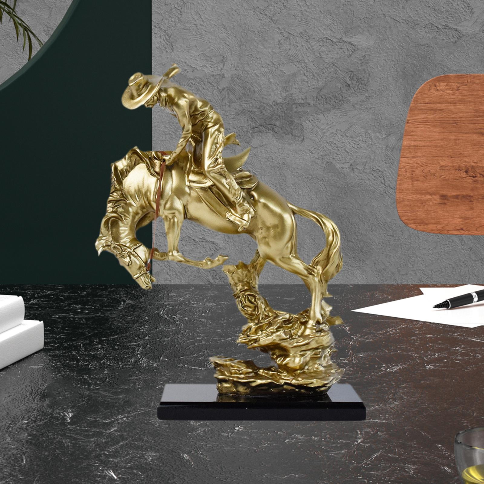 deevoka Cowboy Horse Statue Decorative Figurine Art Crafts Desktop ...