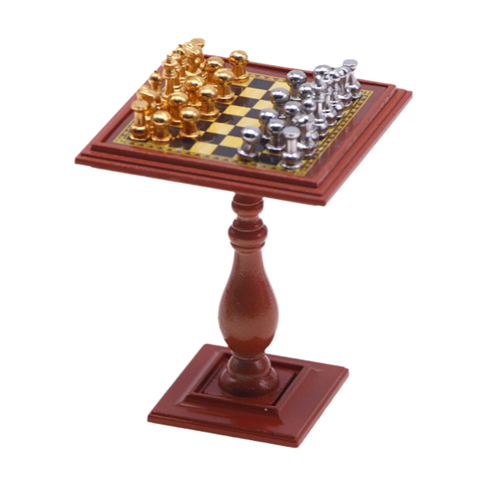 deevoka Dollhouse Miniature Chess Set Board Games Model Ornament for ...