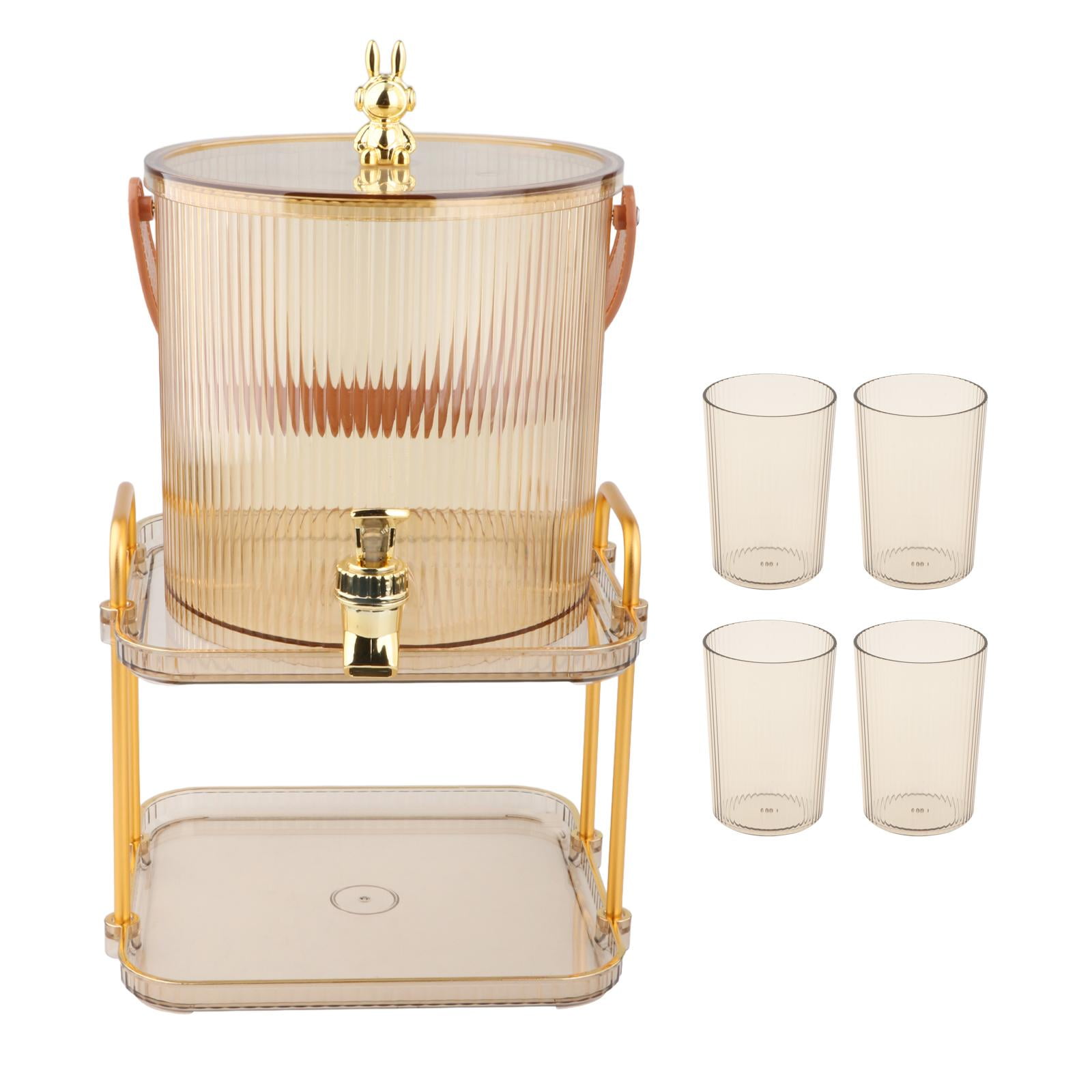 deevoka Drink Dispenser Bucket Easy to Clean with 4Pcs Cups with Lid ...