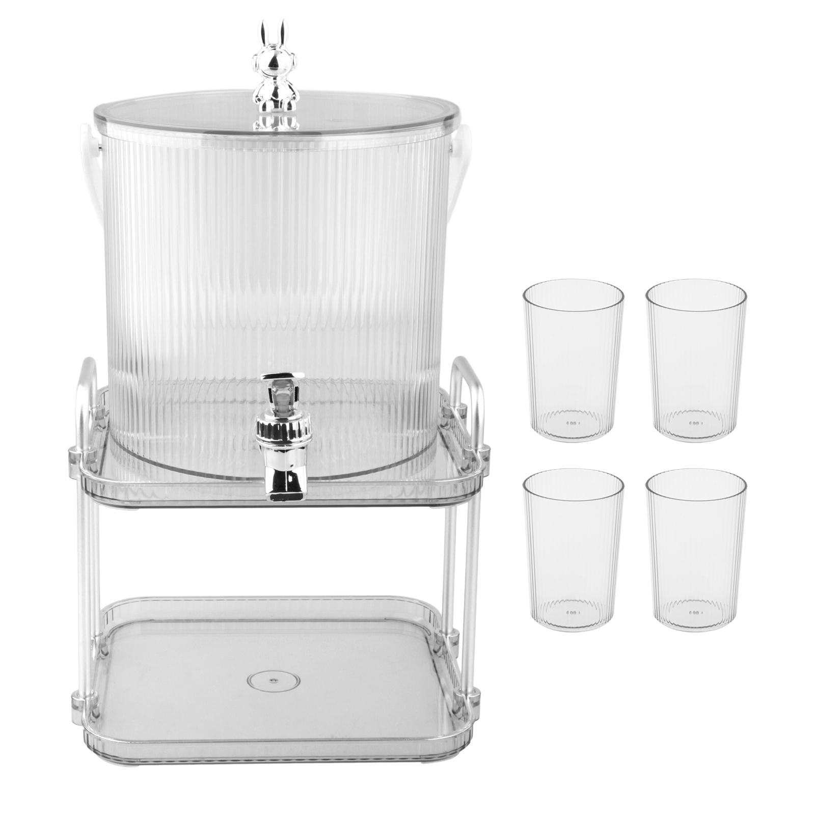 deevoka Drink Dispenser Bucket Easy to Clean with 4Pcs Cups with Lid ...