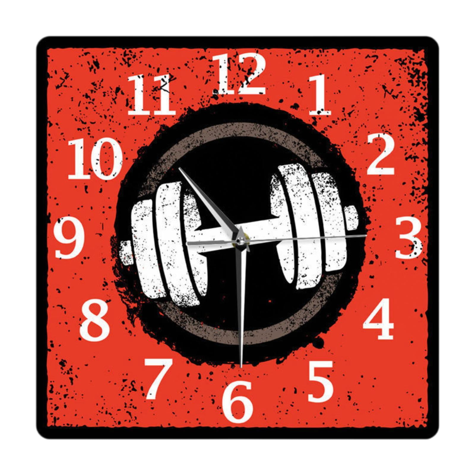 deevoka Fitness Dumbbell Pattern Square Wall Clock 30x30cm for Bathroom ...