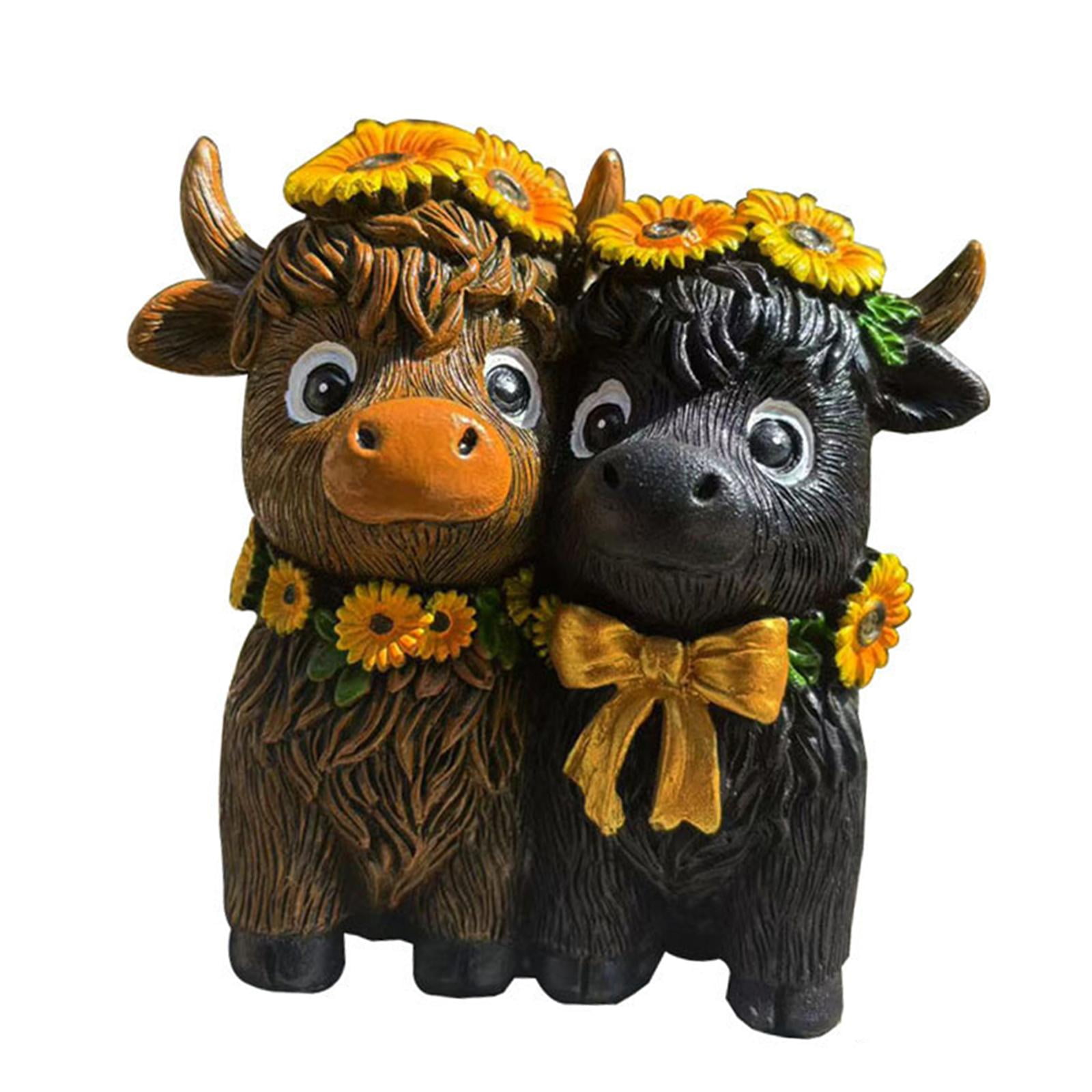 deevoka Highland Cow Couple Figurine Tabletop Ornament for Farmhouse ...