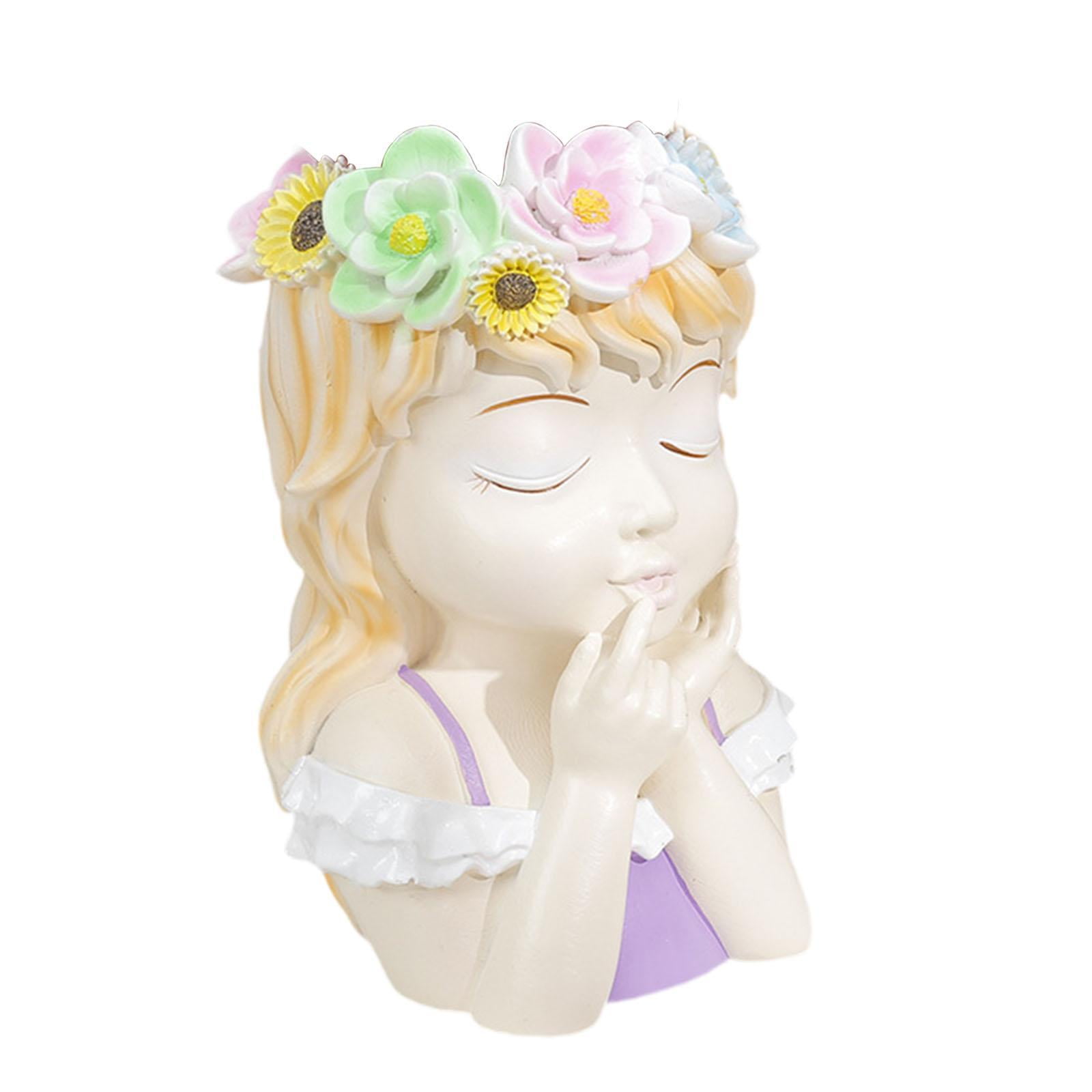 deevoka Human Face Girls Flower Pot Ornament Plant Flowerpot for Garden ...