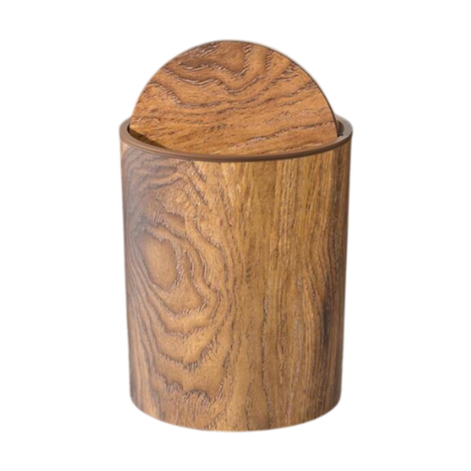 deevoka Imitation Wood Grain Trash Can Creative Trash Bin for Study ...