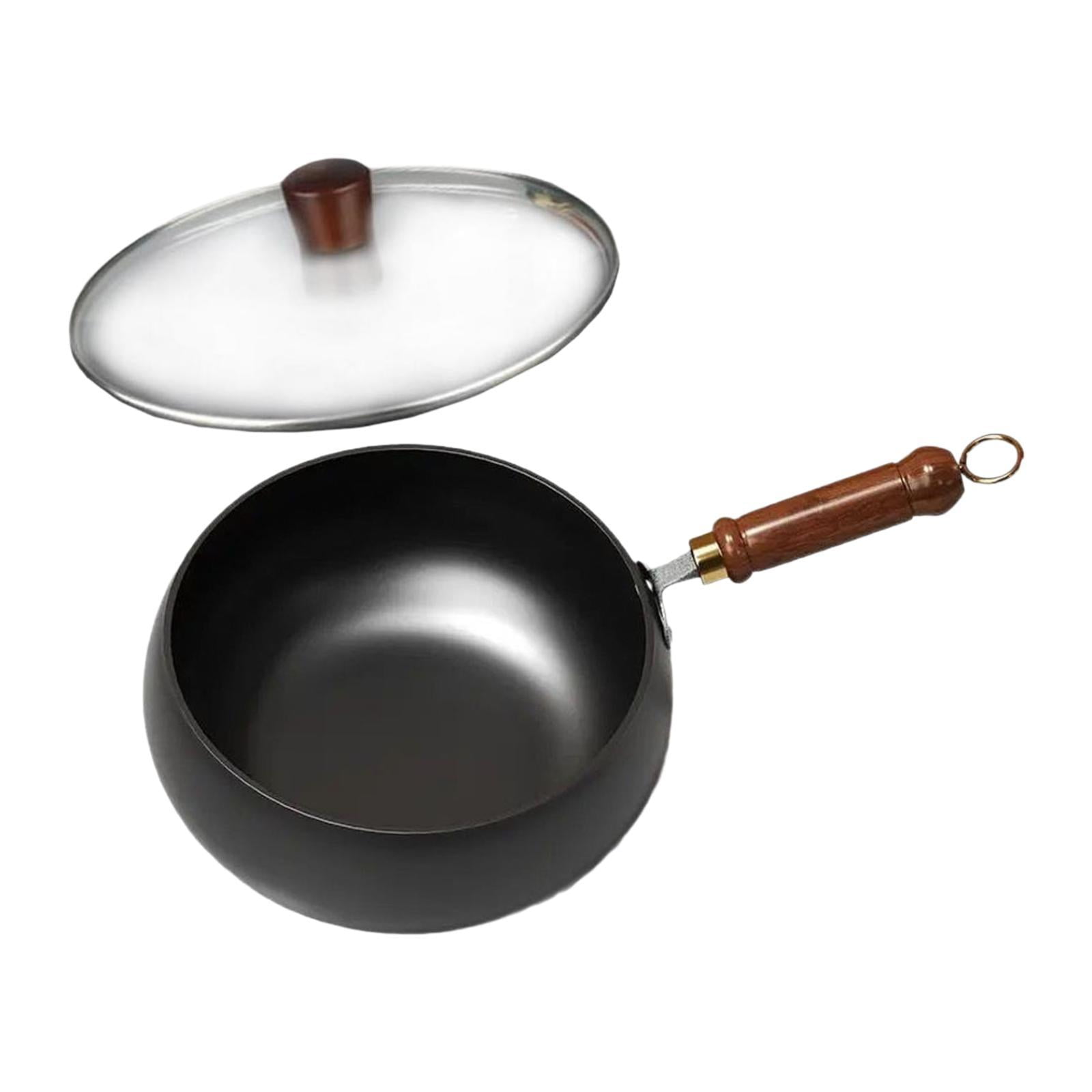 deevoka Iron Fry Pan Boiling Wooden Handle Cookware Induction Cooker ...