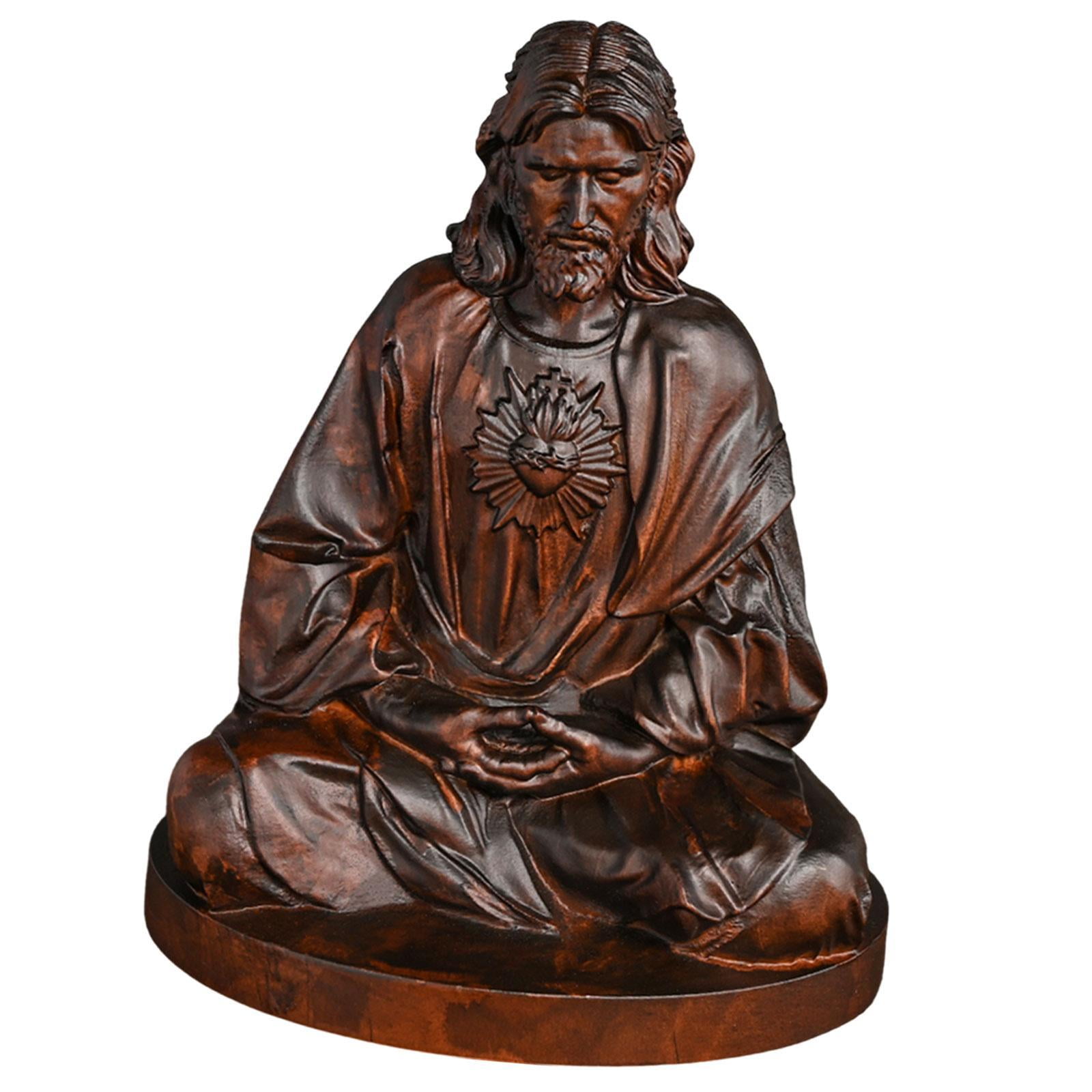 deevoka Jesus Statue Collectible Decoration Wood Figurine for Bedroom ...