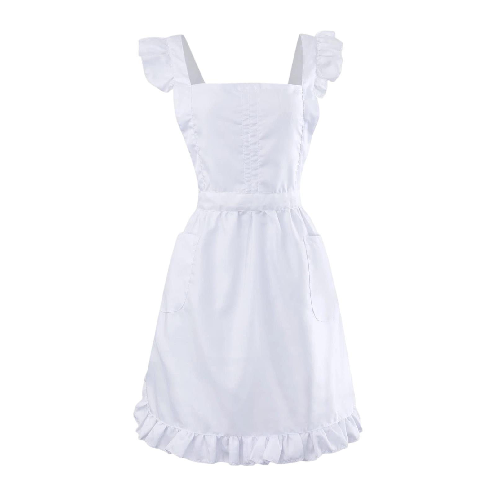 deevoka Maid Ruffle Retro Apron Waitress Fancy Dress Baking Women with ...