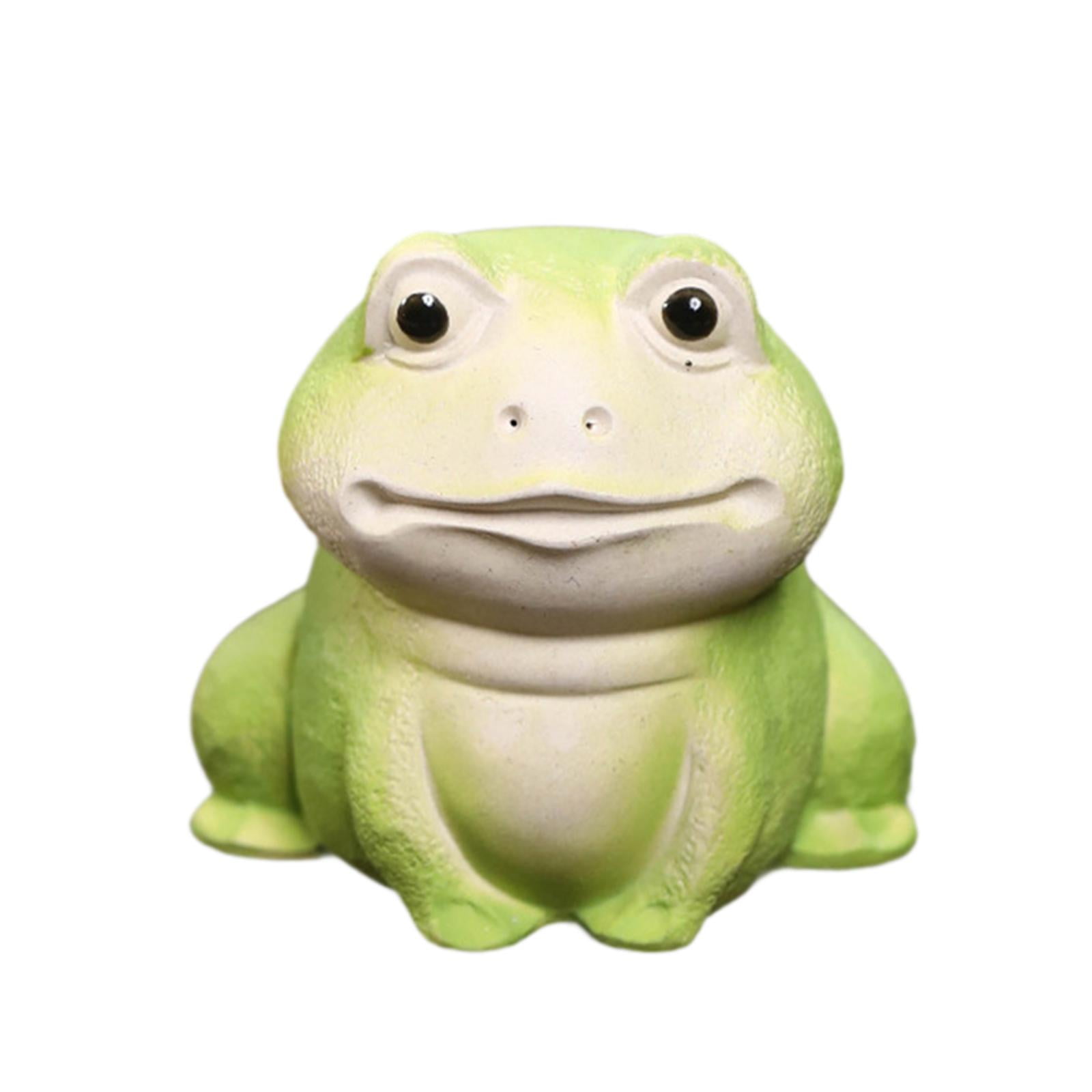 deevoka Miniature Frog Statue Mini Tea Pet Crafts Clay for Shelf Living ...