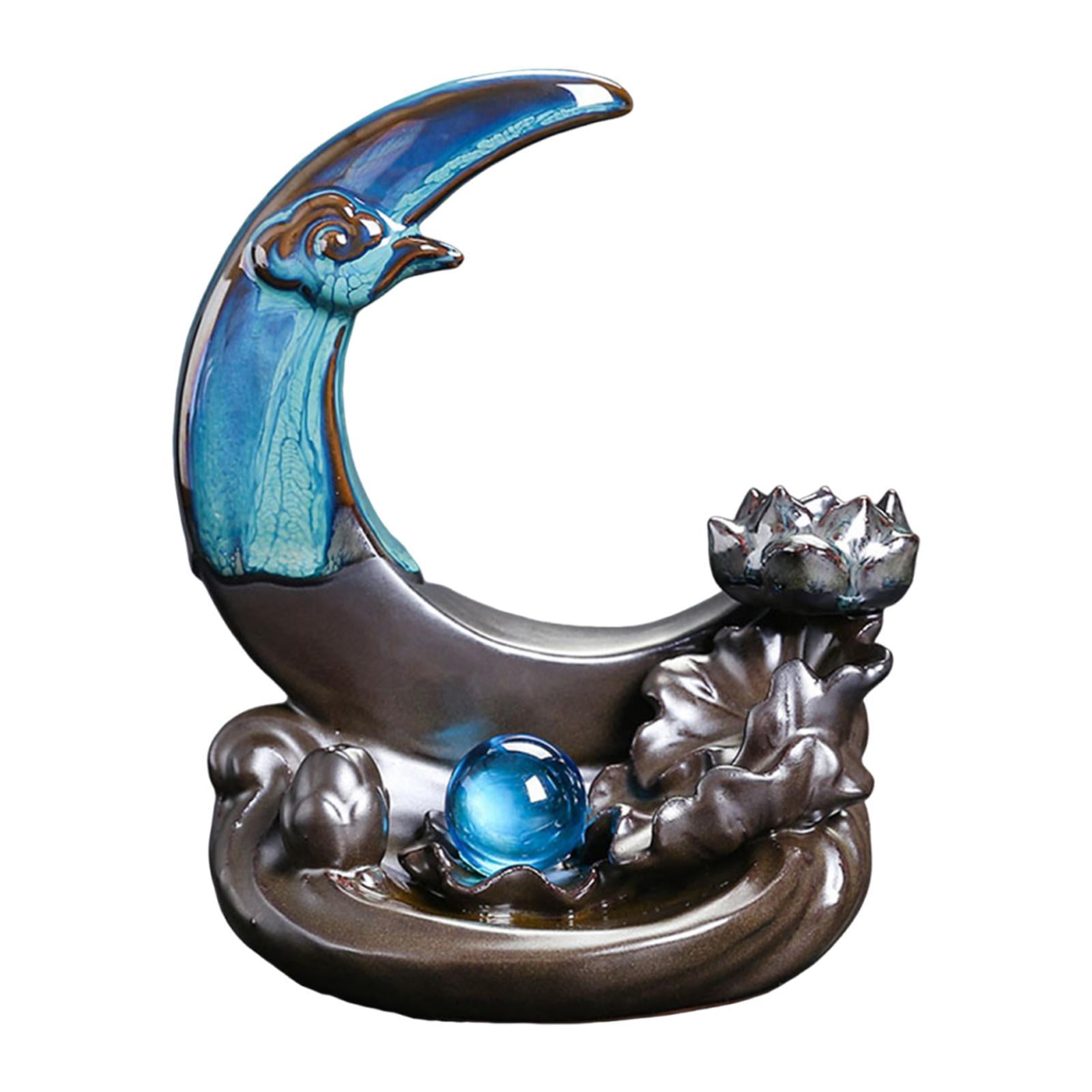 deevoka Moon Backflow Burner Art Crafts Figurine for Office Living Room ...
