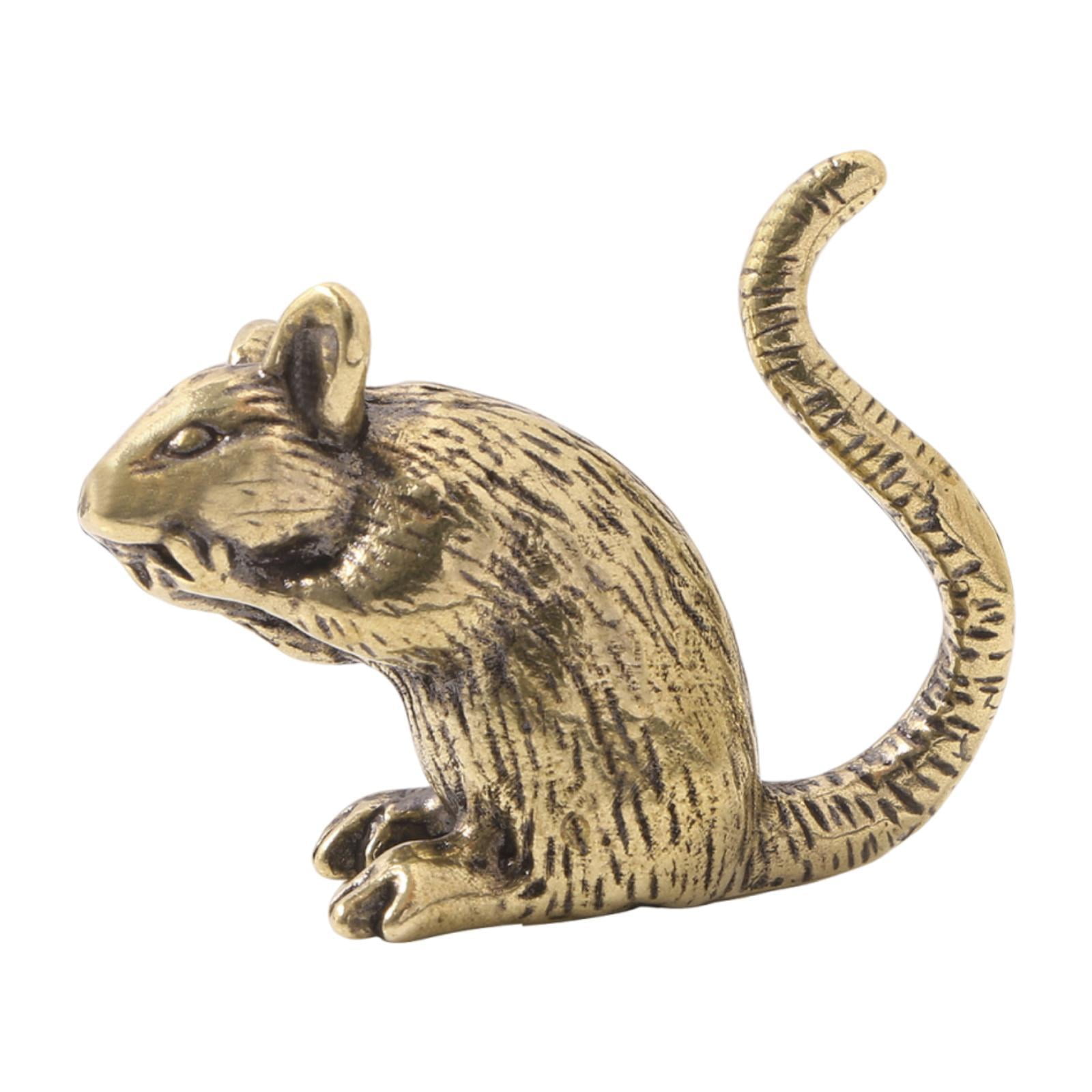 deevoka Ornament Copper Mouse Statue Lifelike for Office Apartment ...