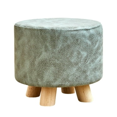 Homebeez Round Cushioned Ottoman Stool, Comfy Footrest with Wood Legs ...