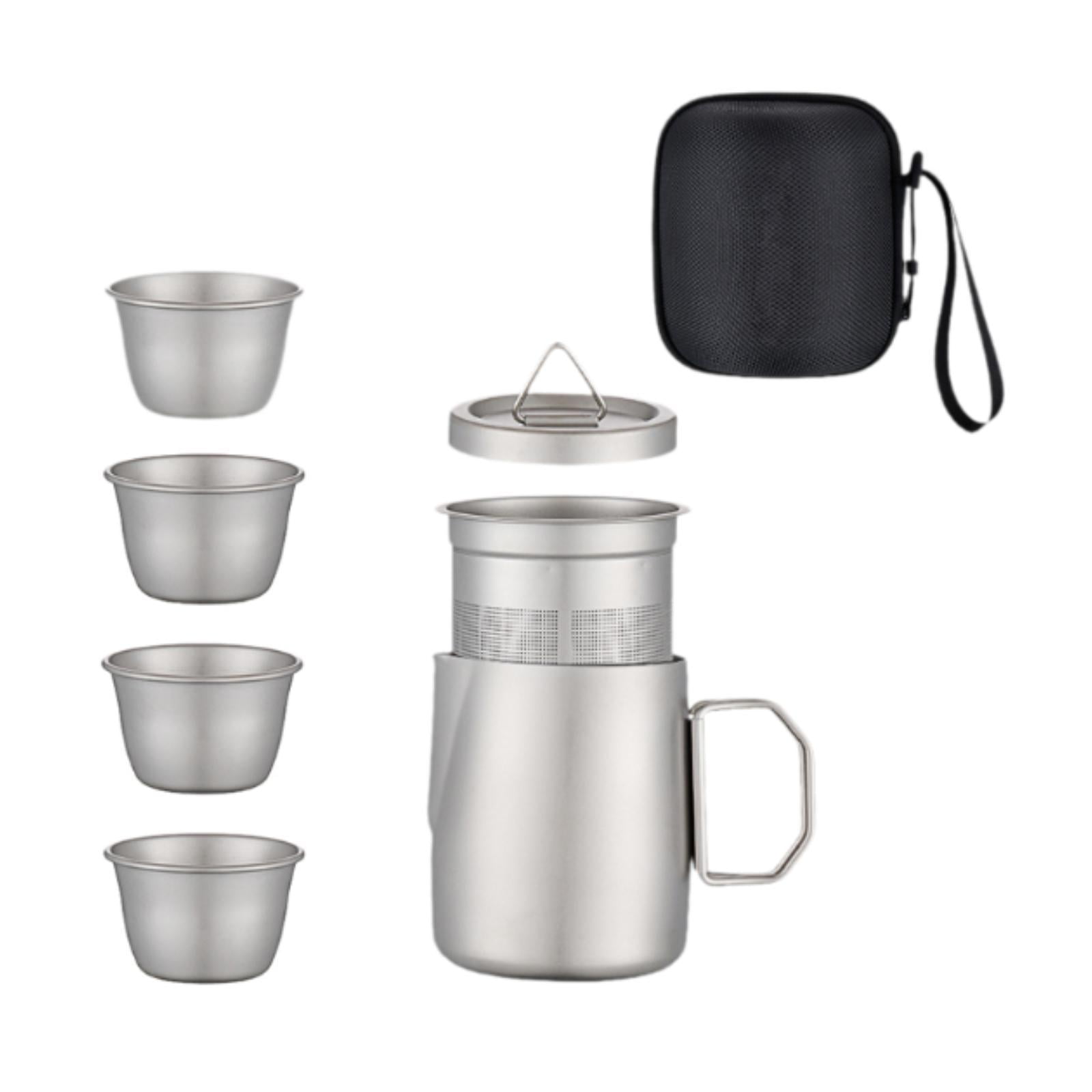 deevoka Titanium Tea Set Gift Lightweight Kung Fu Tea Pot for Outdoor ...