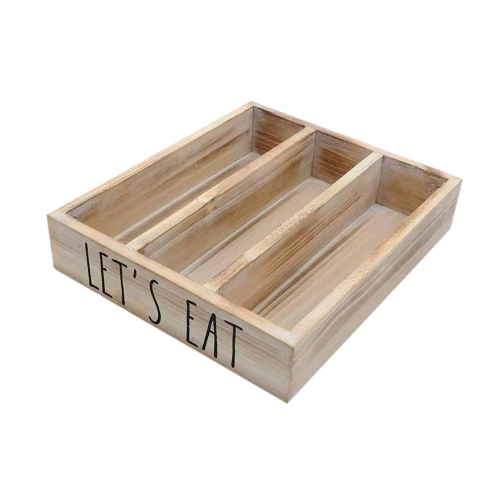 deevoka Wood Flatware Organizer Container with Compartments Versatile ...