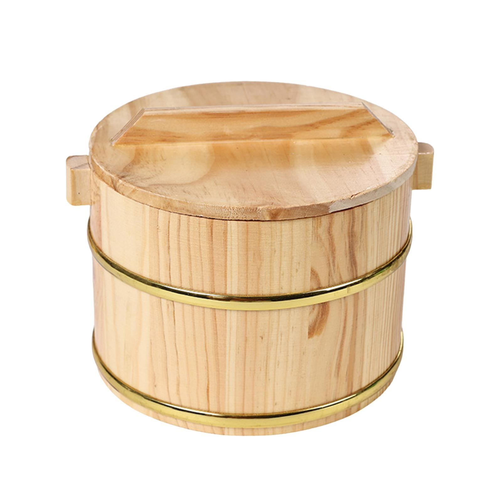 deevoka Wooden Steamed Rice Barrel Round Rice Bowl for Household Snacks ...