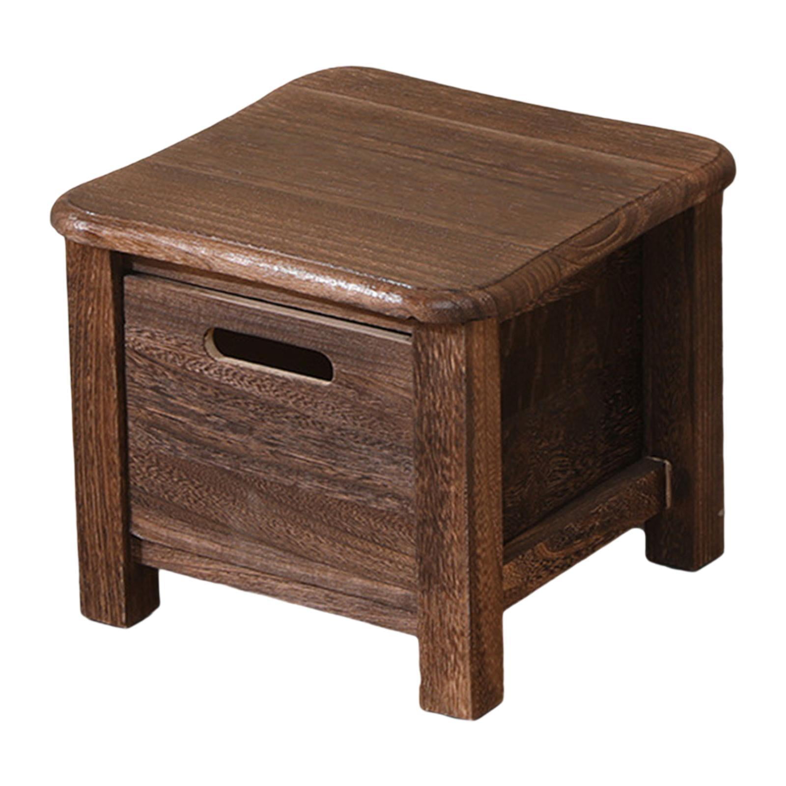 deevoka Wooden Storage Stool Decor Household Small Stool for Apartment ...